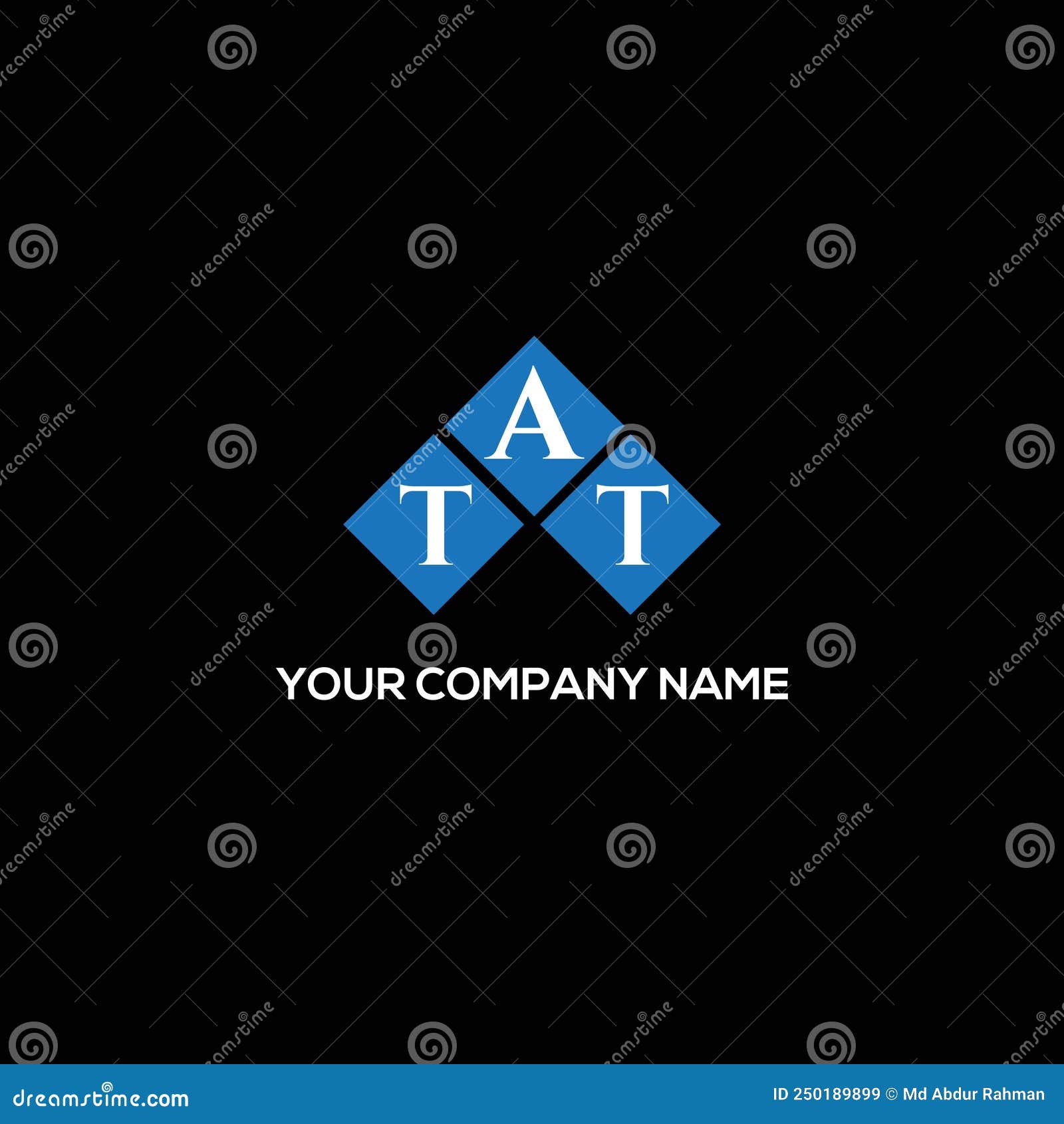 TAT Letter Logo Design on BLACK Background. TAT Creative Initials ...
