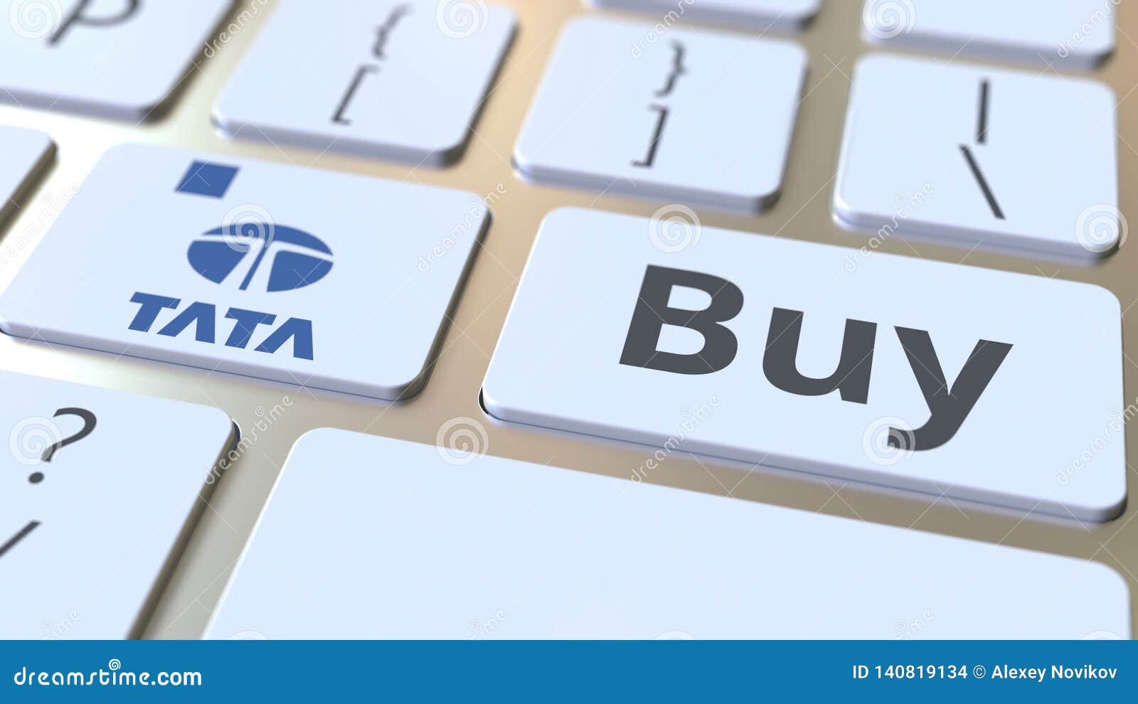 TATA Company Logo and Buy Text on the Keys of the Computer Keyboard ...