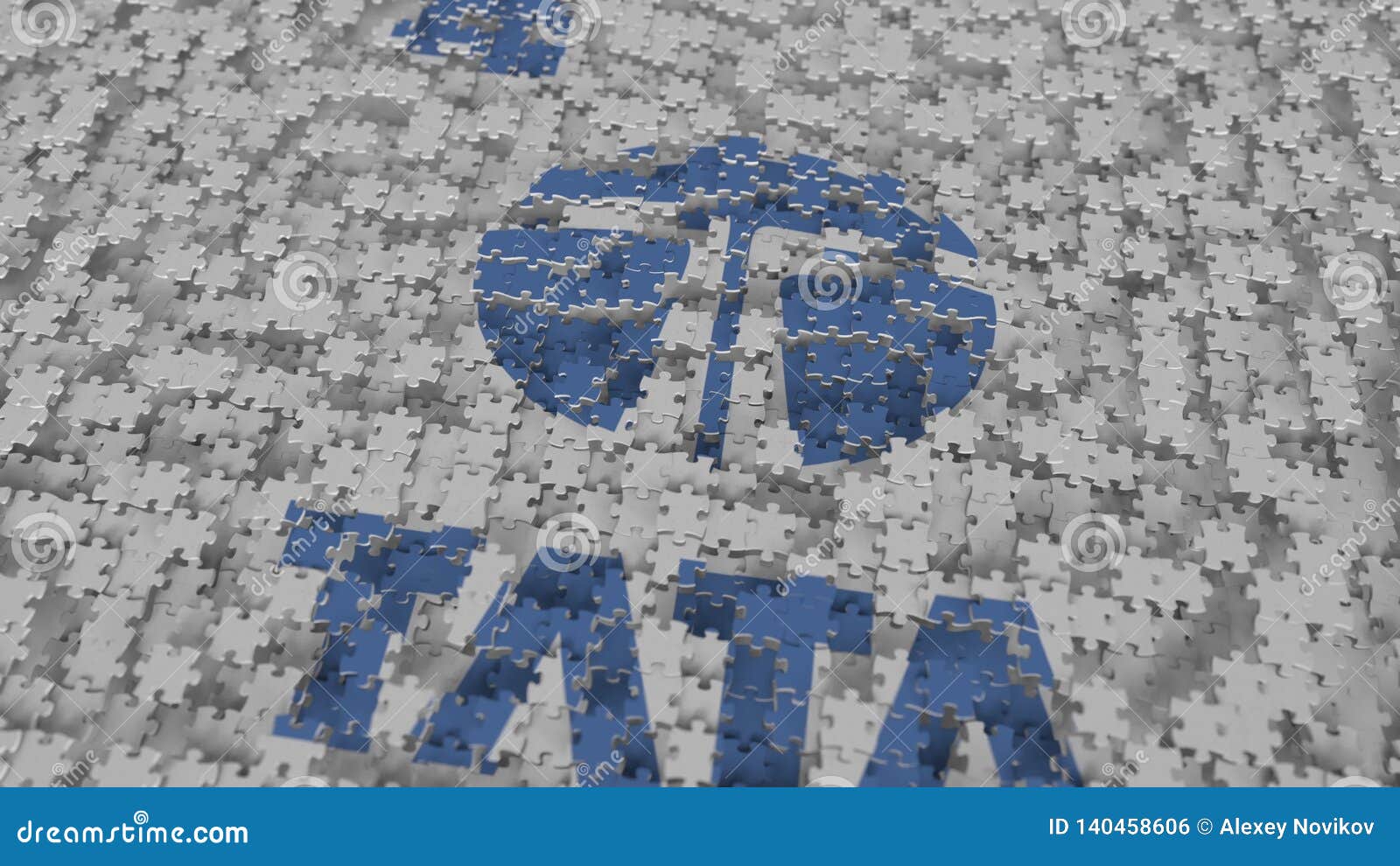 TATA Logo Composing with Puzzle Pieces, Editorial 3D Rendering ...