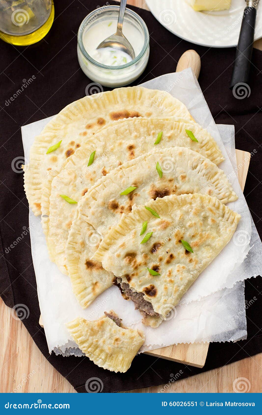 Tatar Meat Pie with Ground Beef and Cheese Stock Image - Image of ...