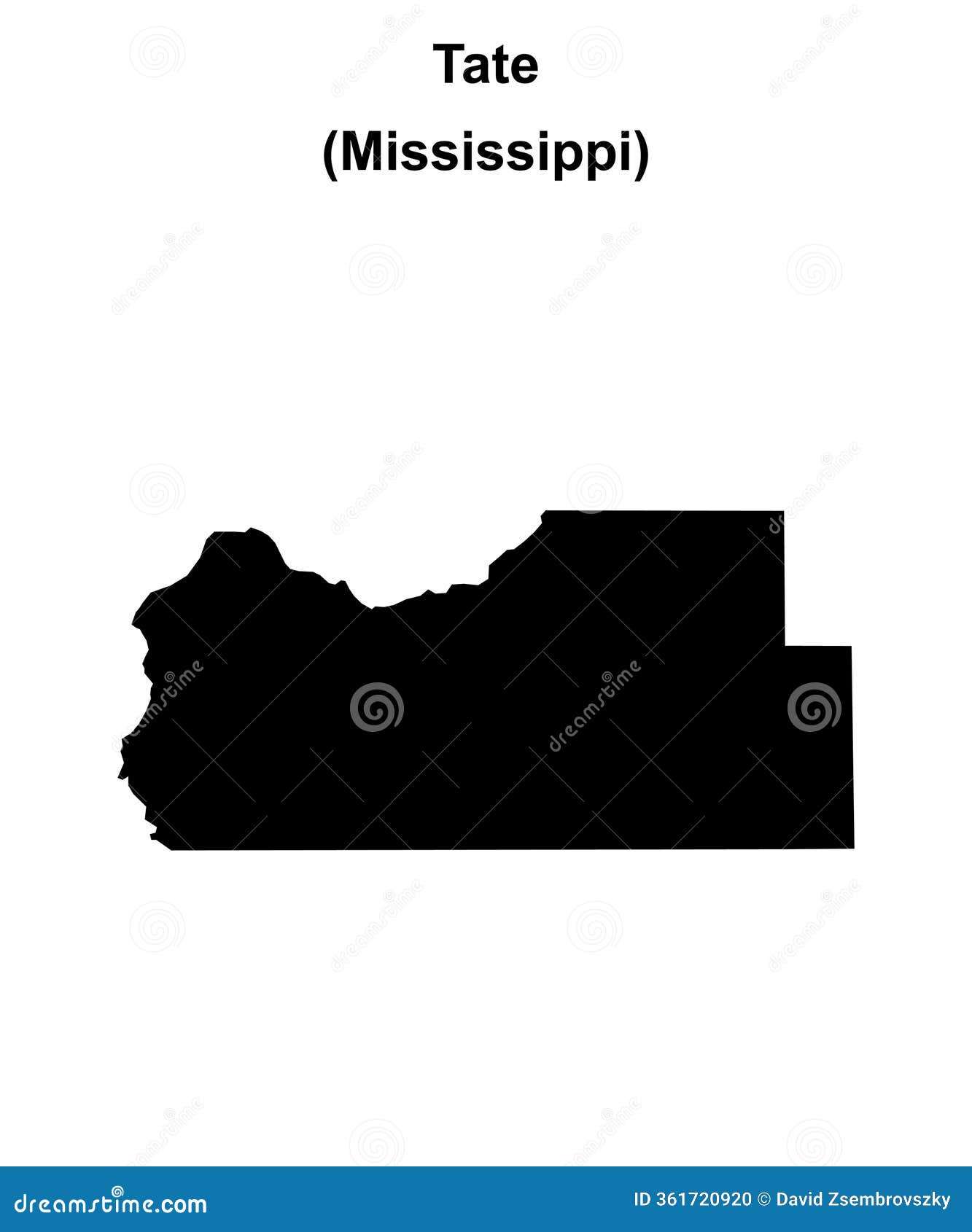 Map Of Tate County In Mississippi State On White Background. Single ...