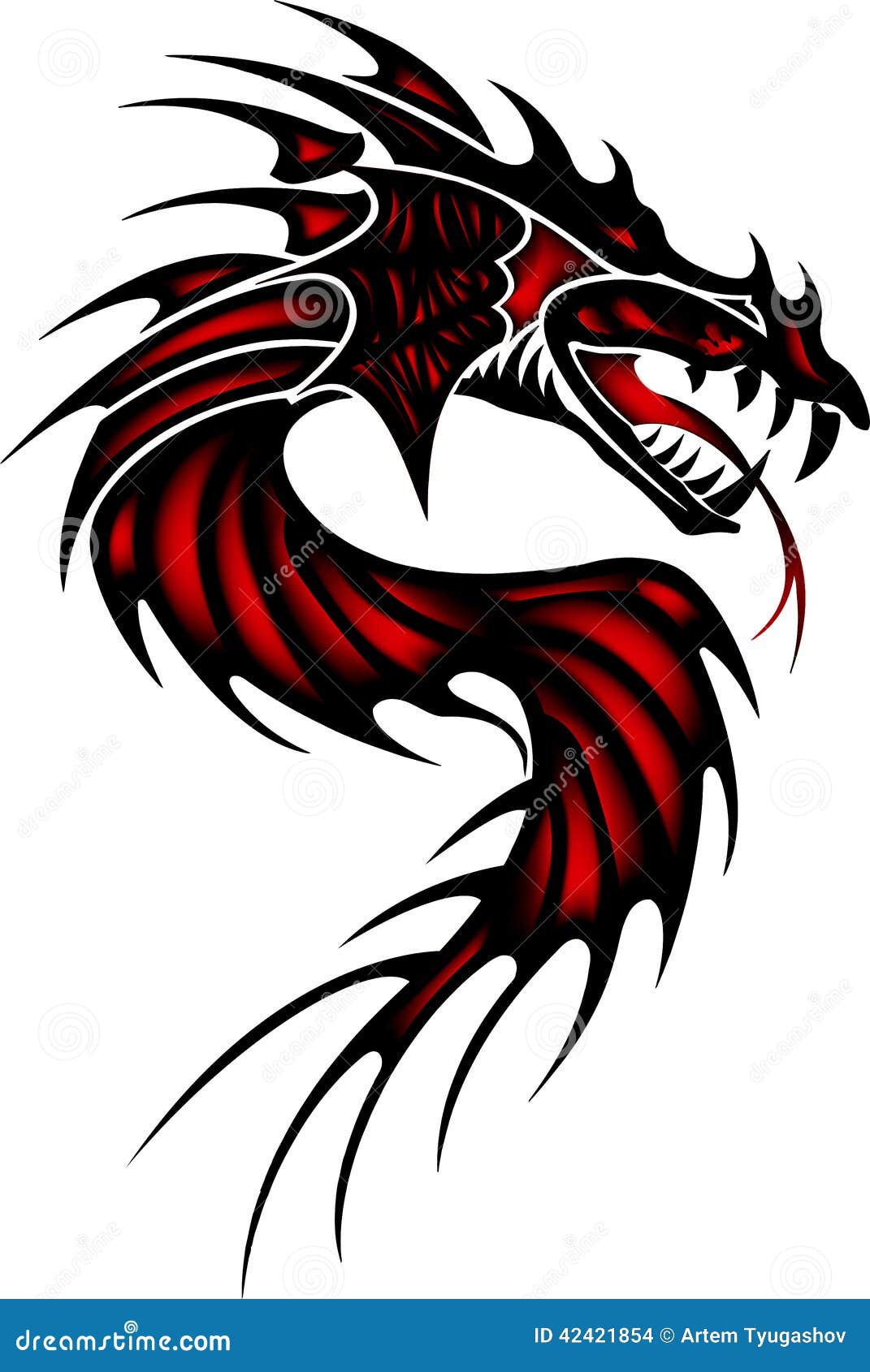 Tatoegerings rode draak vector illustratie. Illustration of artistiek ...