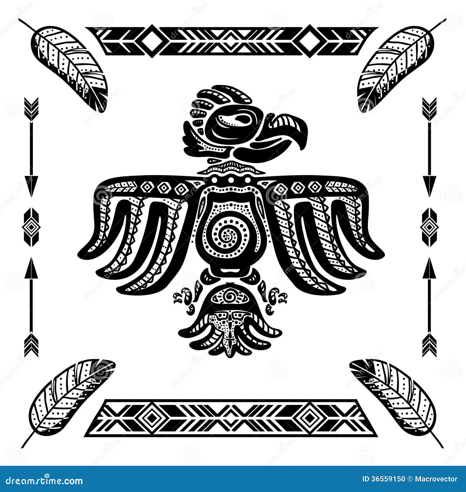 Tatouage Indien Tribal D'aigle Illustration de Vecteur - Illustration ...