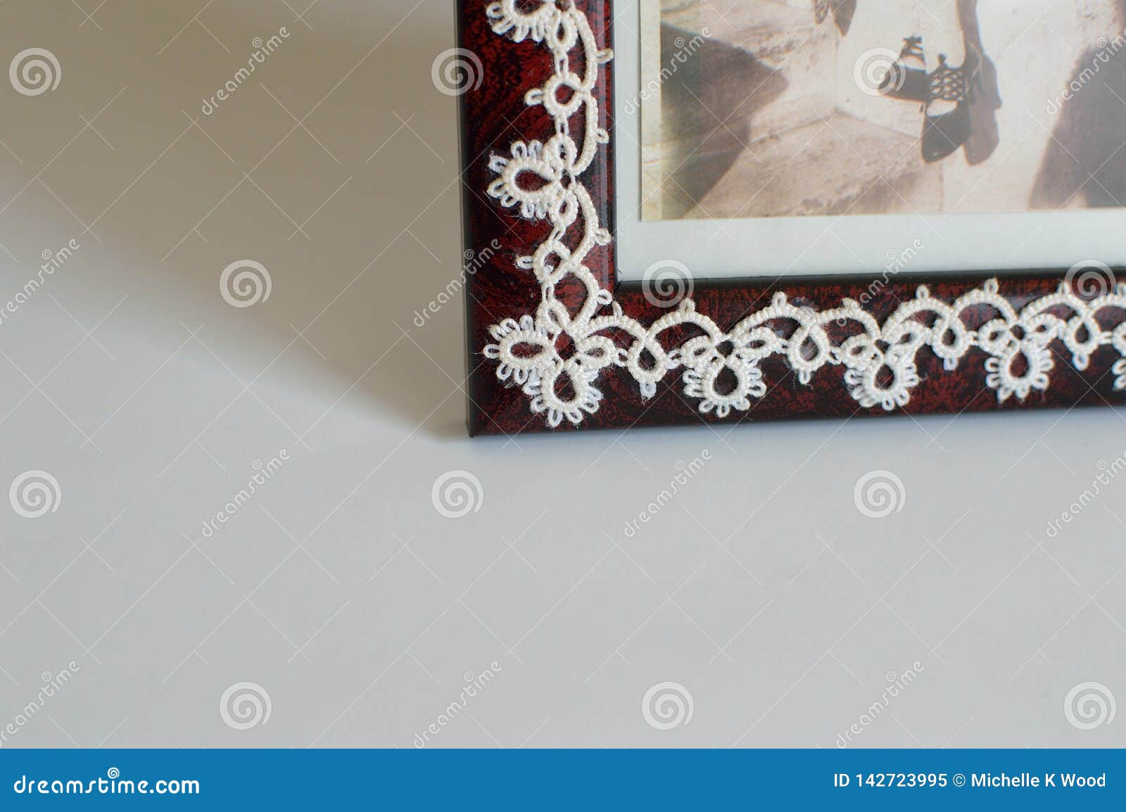 Corner Detail Fine Thread Tatted Edging Picture Frame Stock Image ...