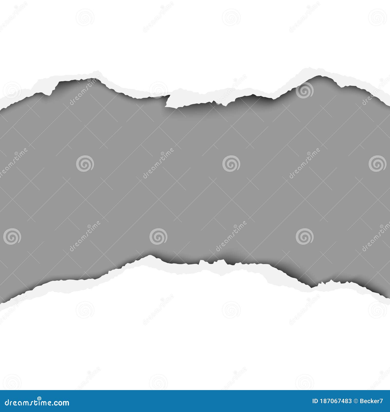 Tattered Middle of White Paper with Torn Edges, Soft Shadow and Dark ...