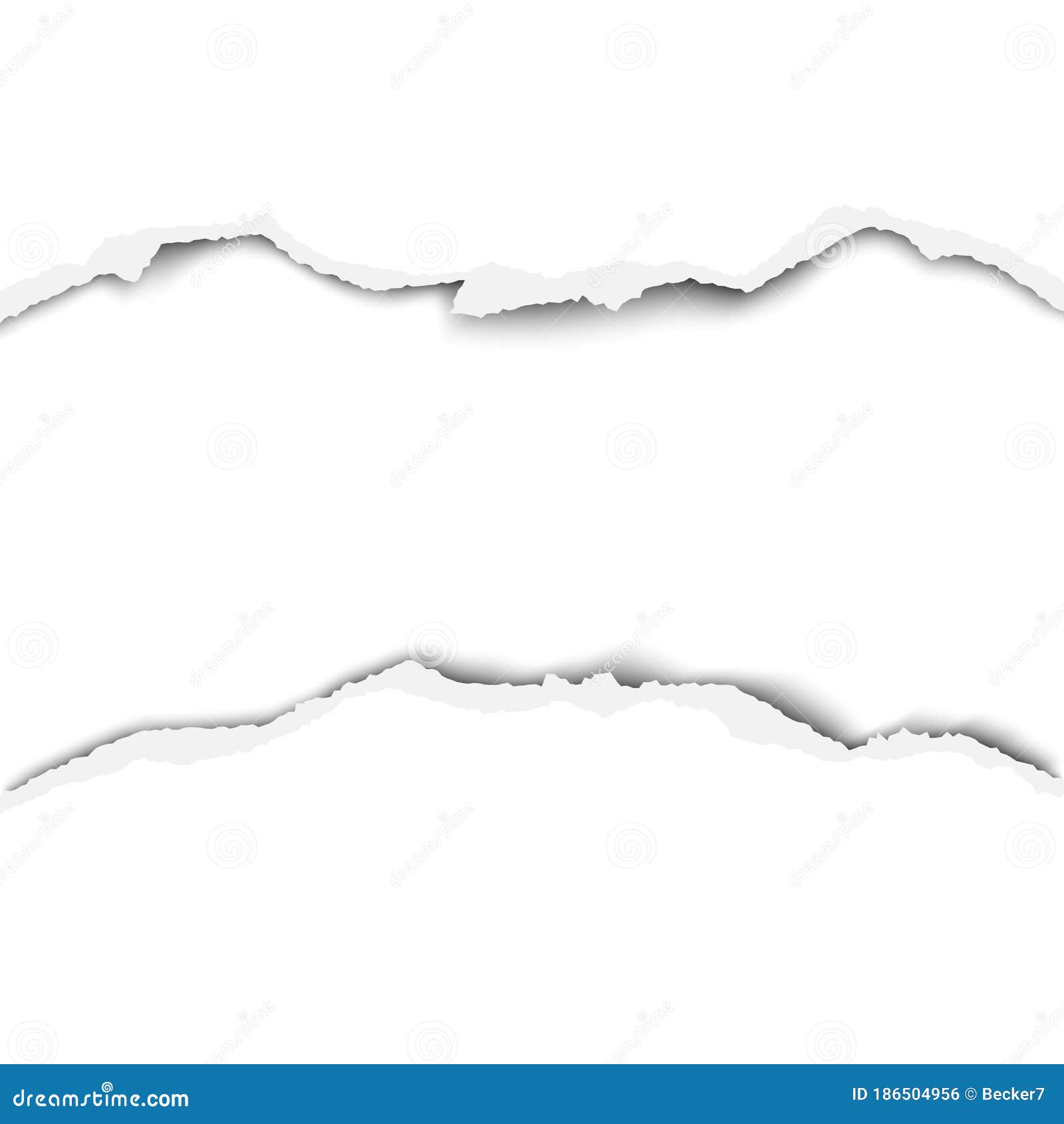 Tattered Middle of White Paper with Torn Edges, Soft Shadow and Space ...
