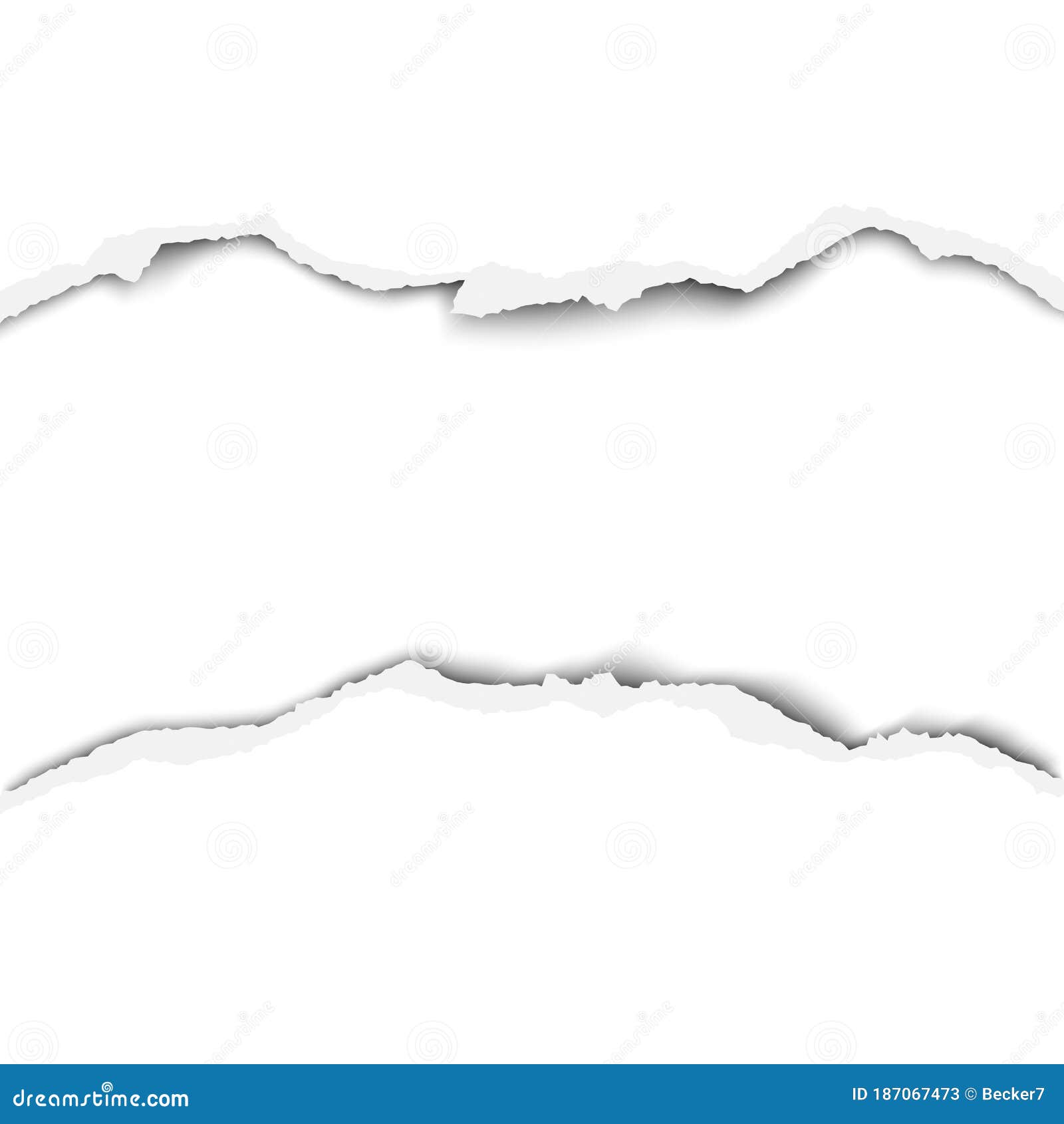 Tattered Middle of White Paper with Torn Edges, Soft Shadow and Space ...