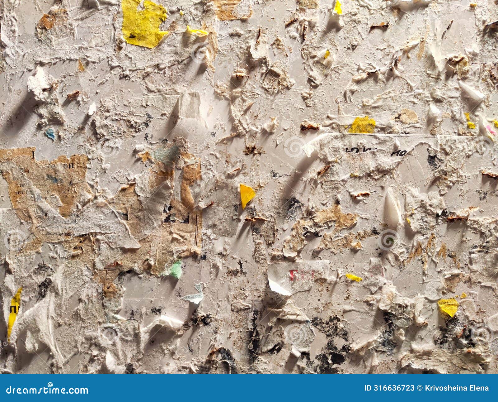 Tattered Posters on a Weathered Urban Wall. Layers of Torn Posters ...