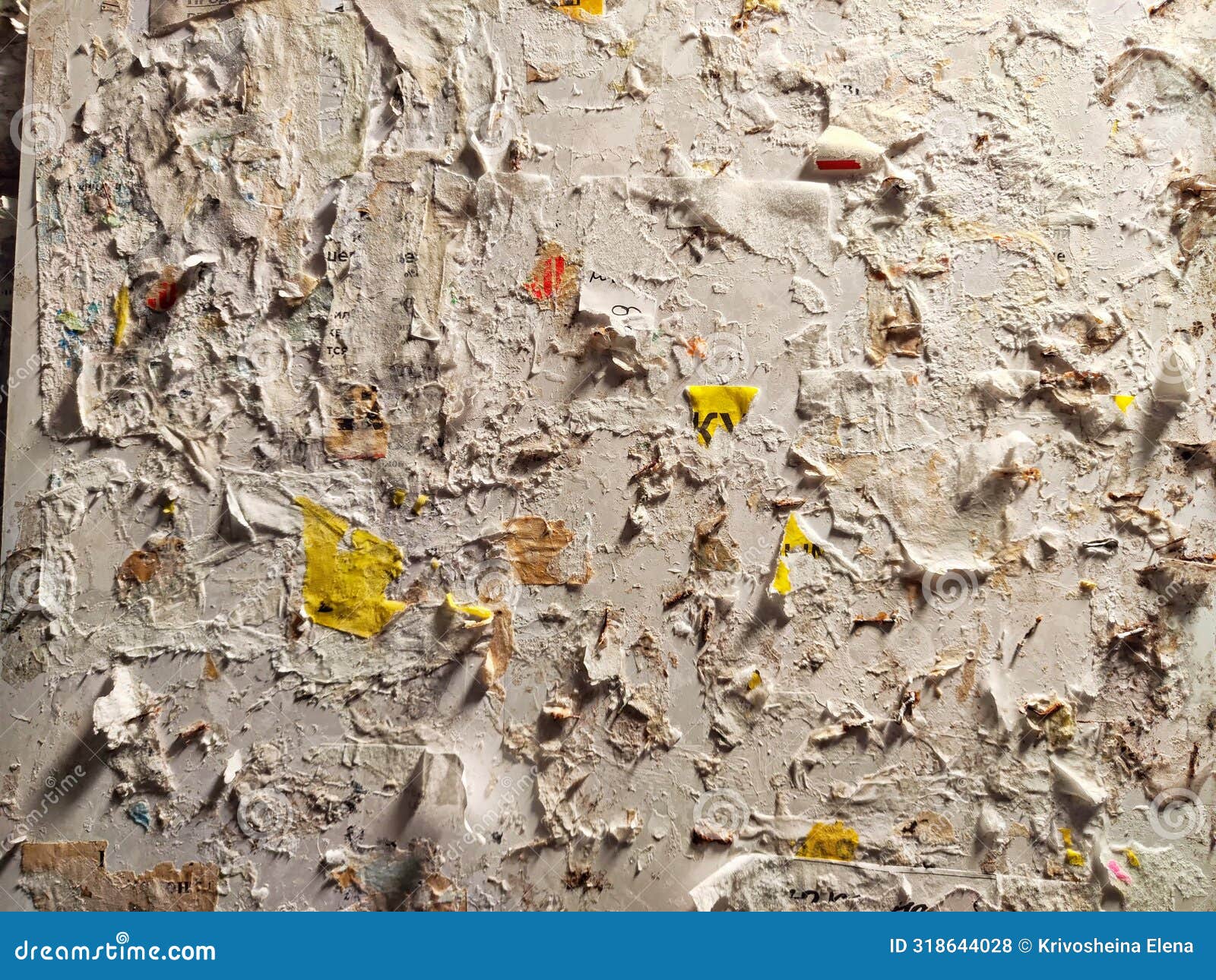 Tattered Posters on a Weathered Urban Wall. Layers of Torn Posters ...