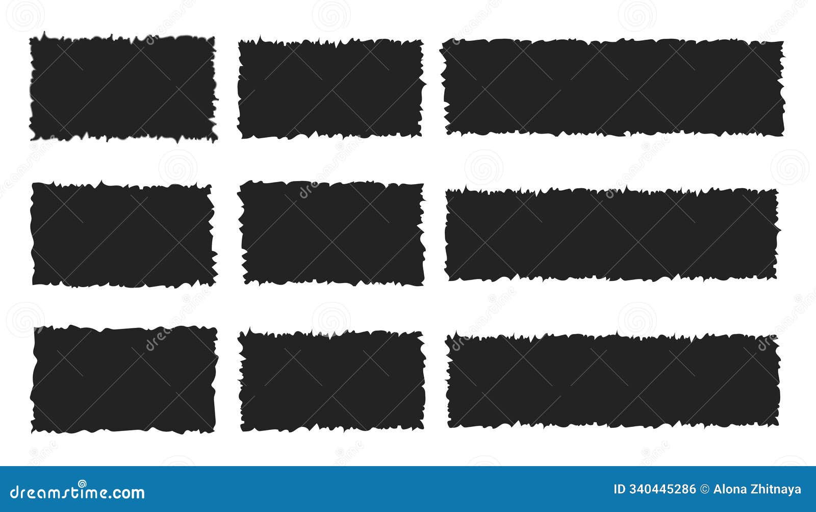 Tattered Rectangle Jagged Edge Text Box, Header Border. Ripped and ...