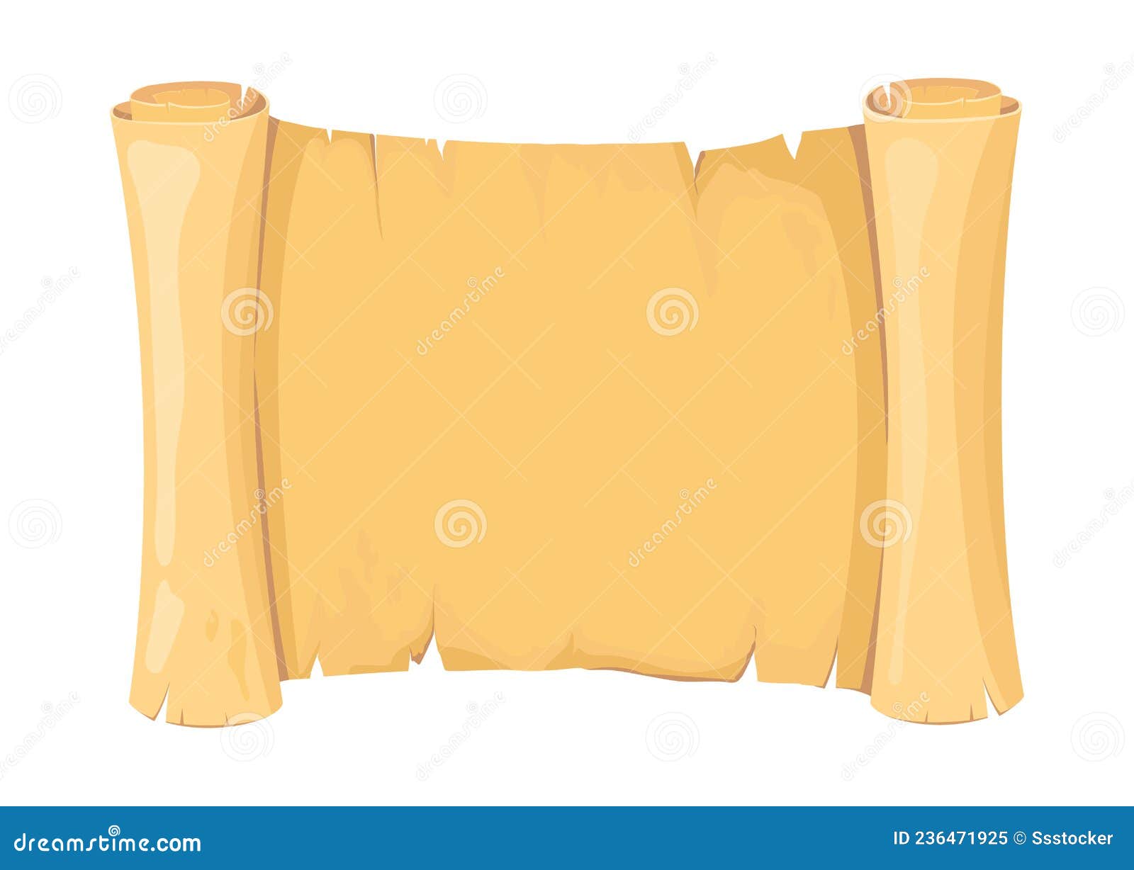 Tattered Scroll. Rolled Document For Letter Manuscript, Cartoon Vector ...