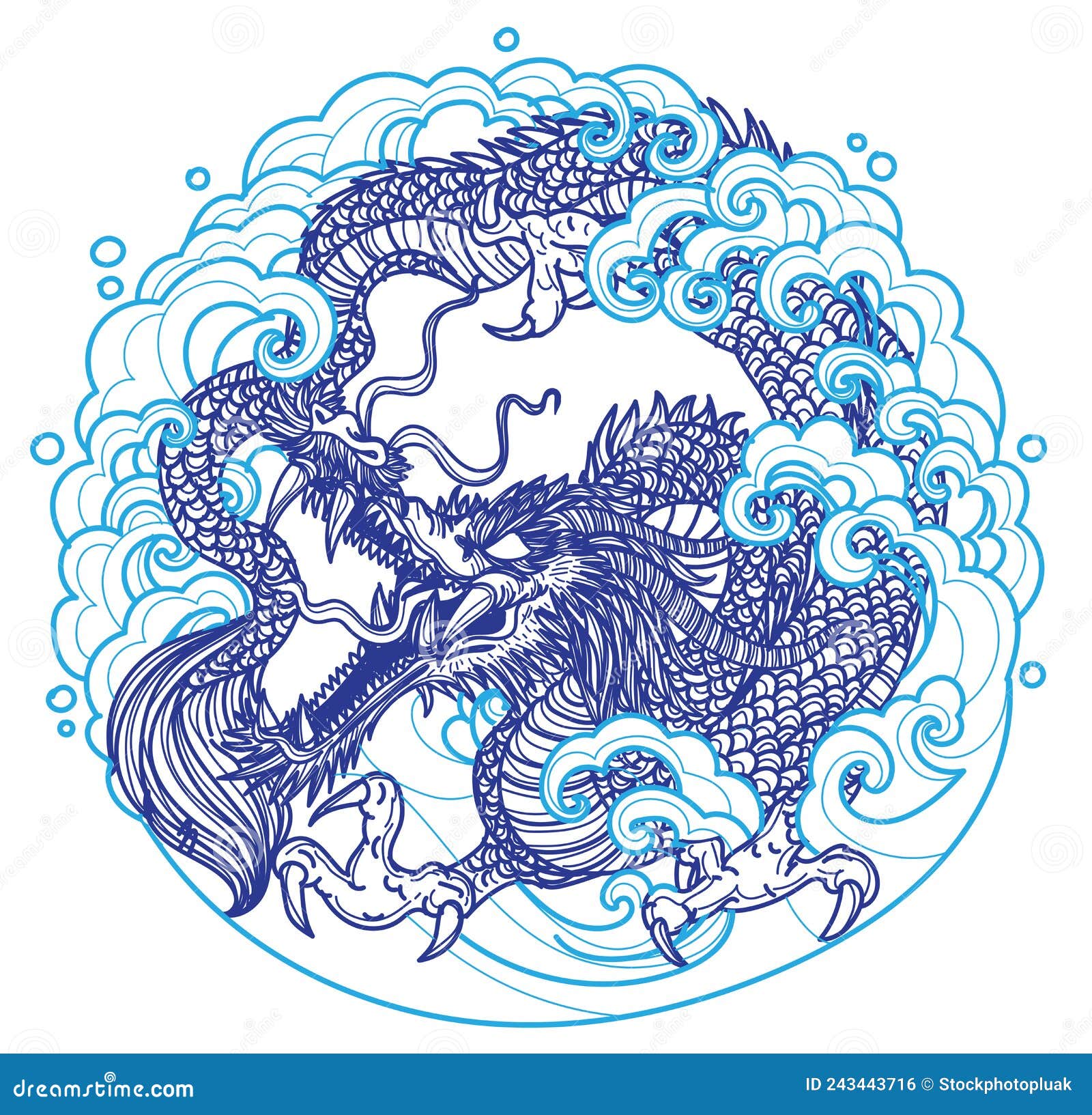 Tattoo Art Dargon Hand Drawing And Sketch Black And White Vector ...