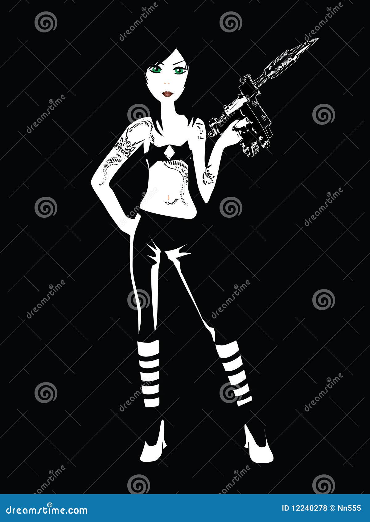 Tattoo Artist Icons Set Cartoon Vector | CartoonDealer.com #59115289