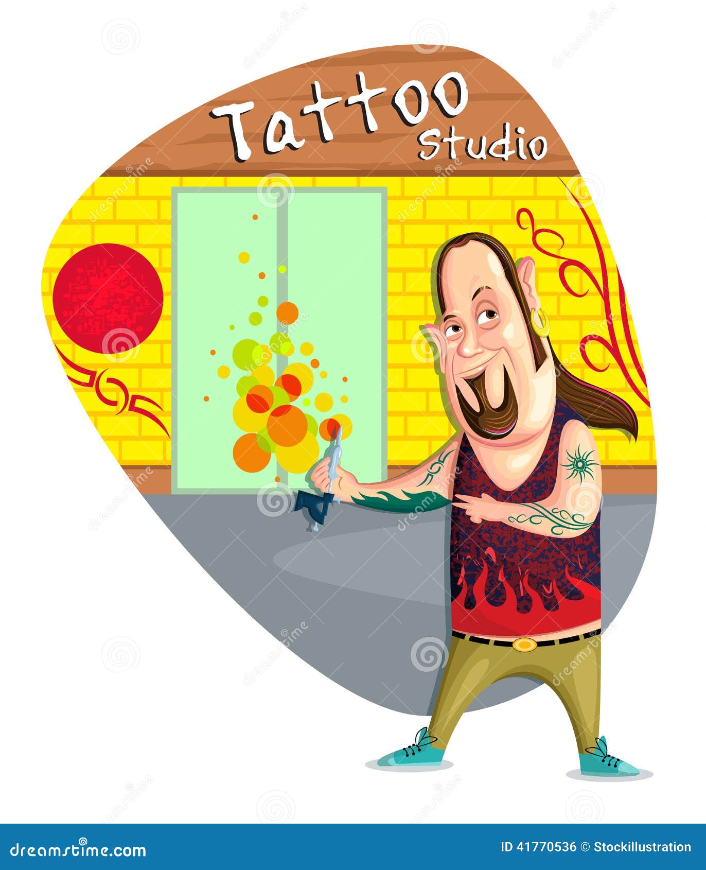Tattoo Artist Icons Set Cartoon Vector | CartoonDealer.com #59115289