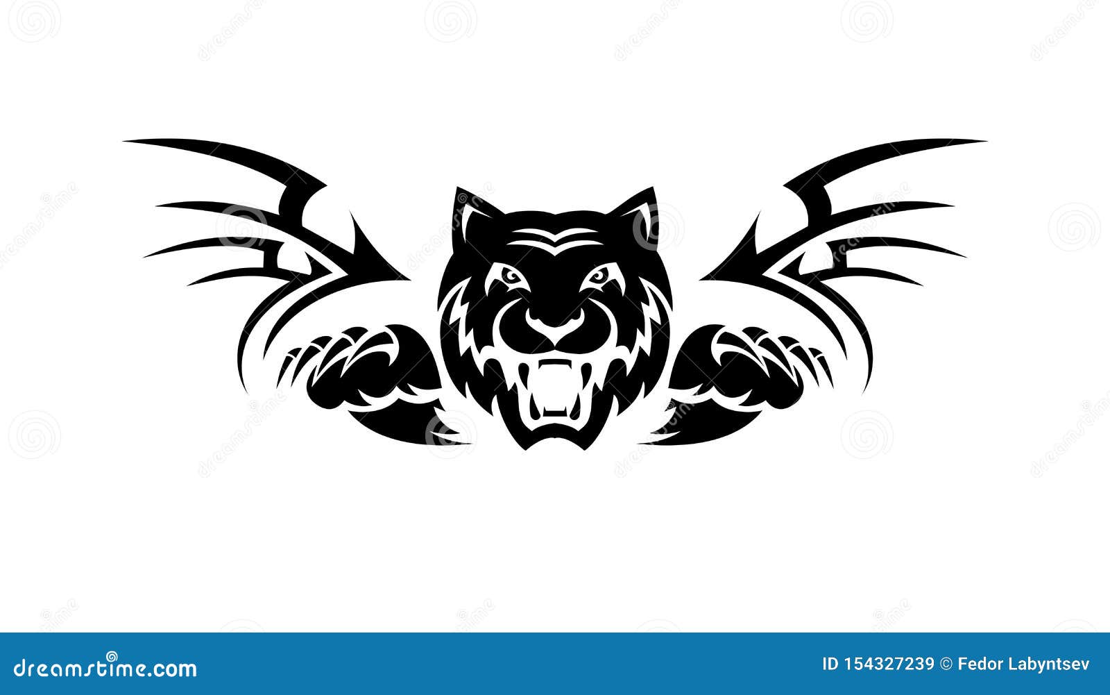 Tattoo Attacking Tiger Vector Illustration Stock Illustration ...