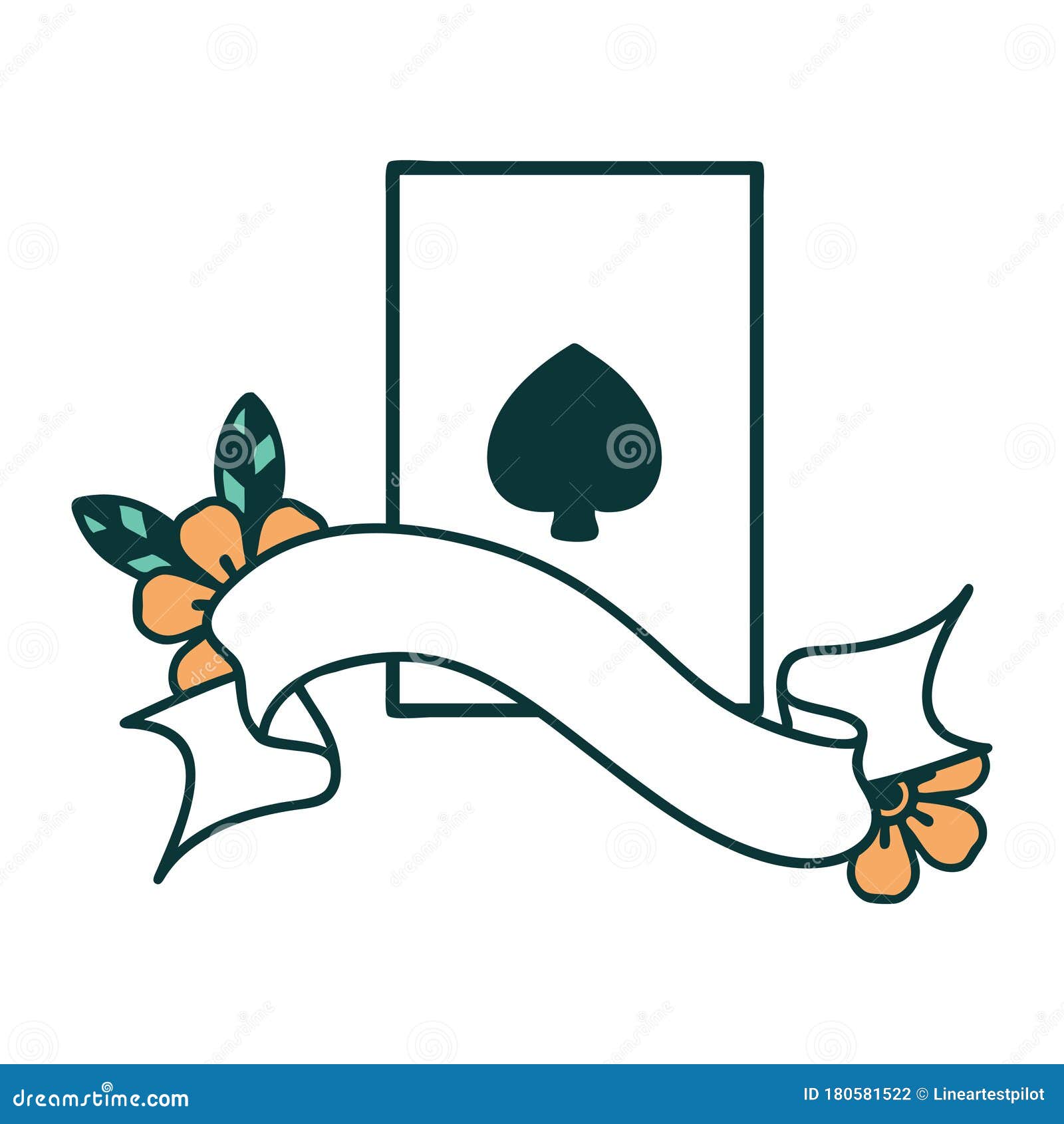 Tattoo with Banner of the Ace of Spades Stock Vector - Illustration of ...