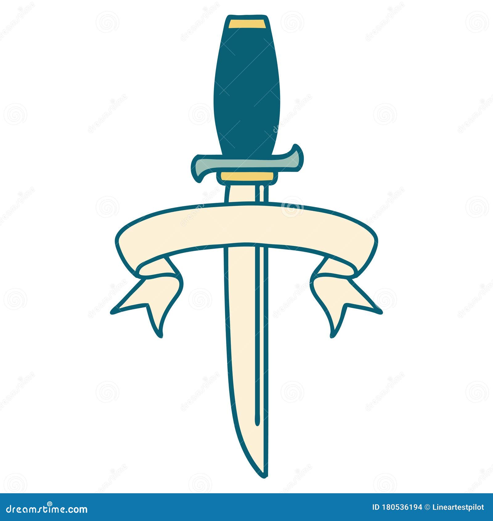 Tattoo with Banner of a Dagger Stock Vector - Illustration of kitchen ...
