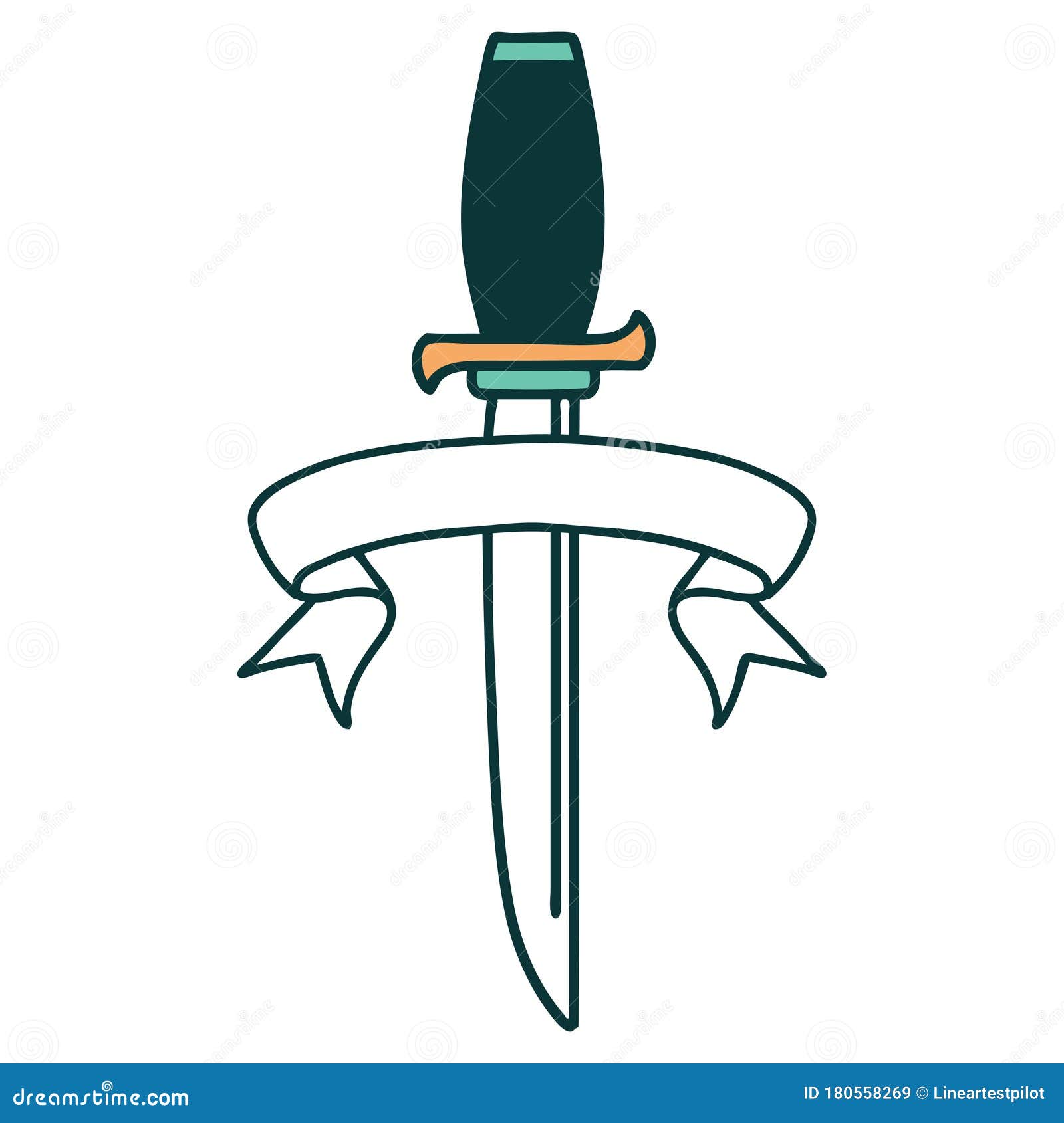 Tattoo with Banner of a Dagger Stock Vector - Illustration of vintage ...