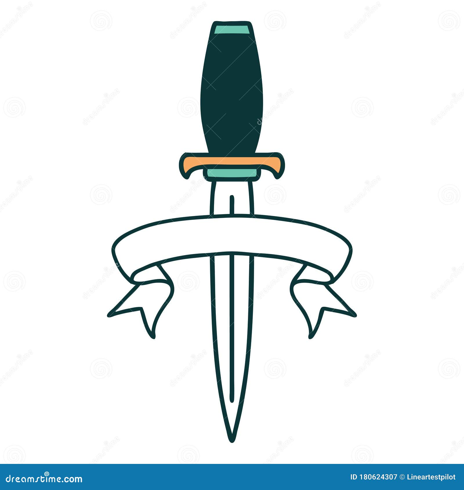 Tattoo with Banner of a Dagger Stock Vector - Illustration of vintage ...