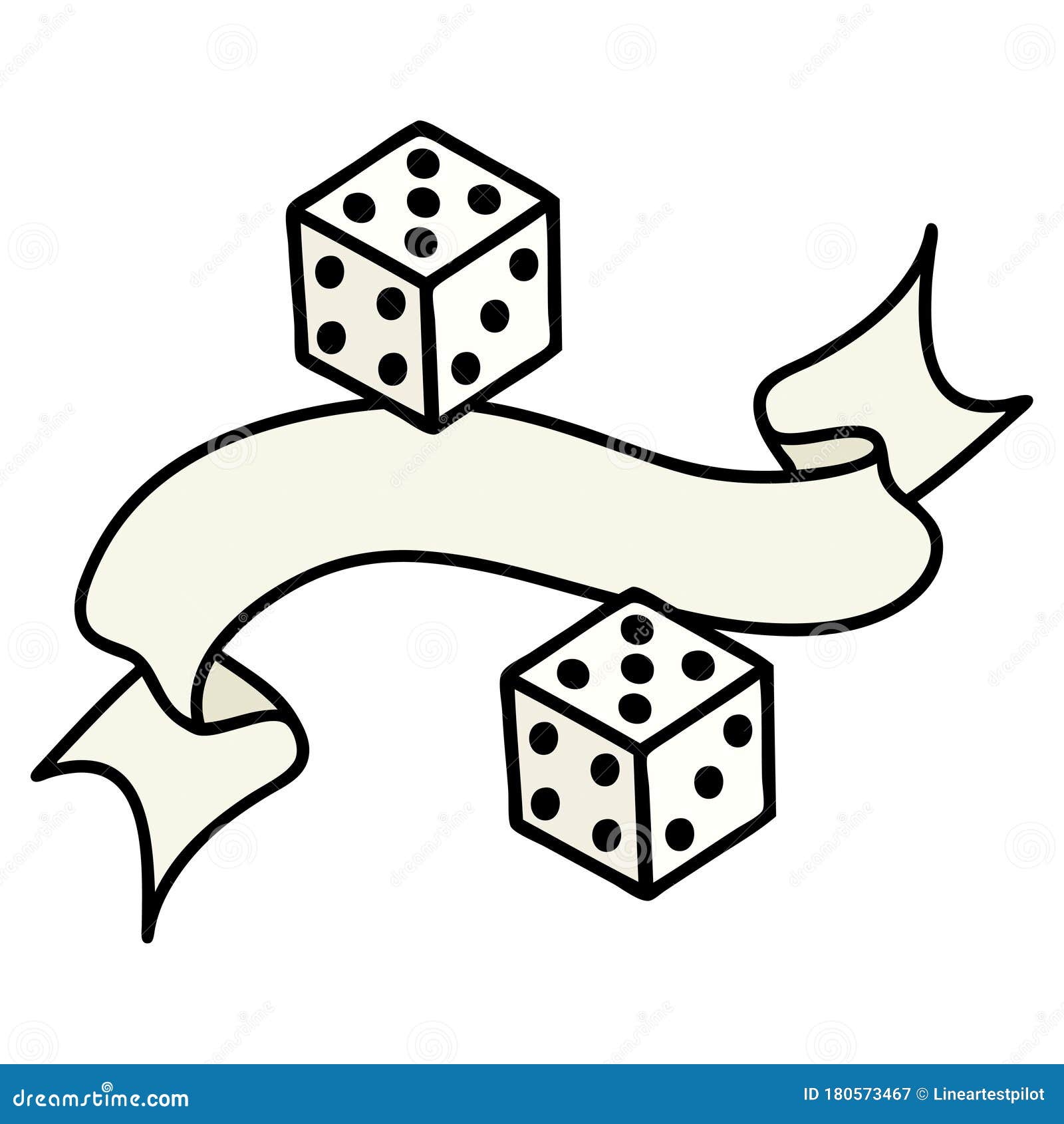 Tattoo with Banner of a Dice Stock Vector - Illustration of traditional ...