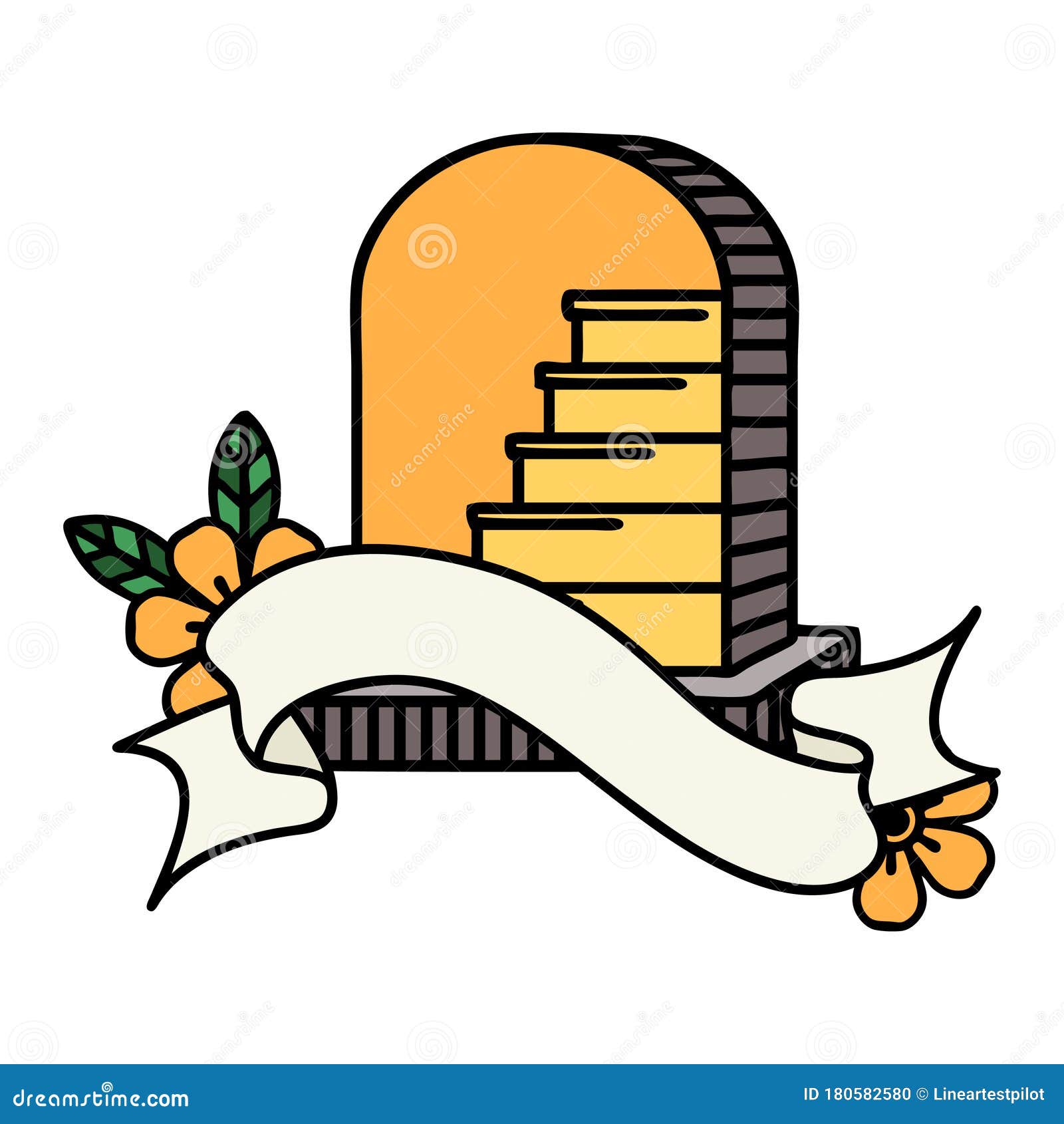 Tattoo with Banner of a Grave Stone Stock Vector - Illustration of ...