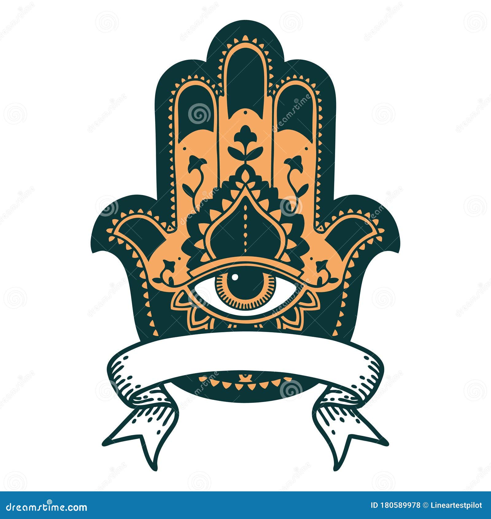 Tattoo with Banner of a Hamza Stock Vector - Illustration of decorative ...
