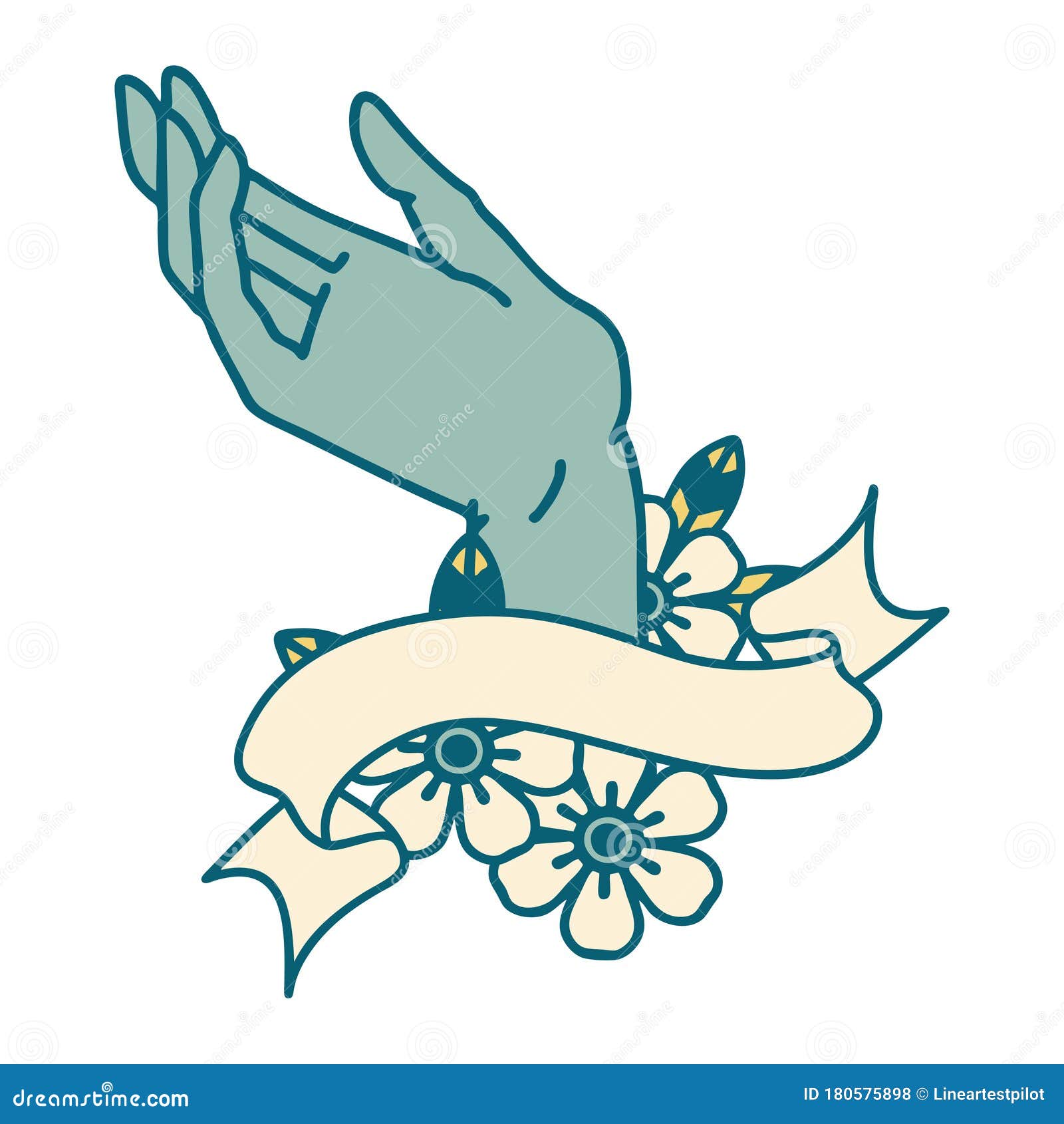 Tattoo with Banner of a Hand Stock Vector - Illustration of traditional ...