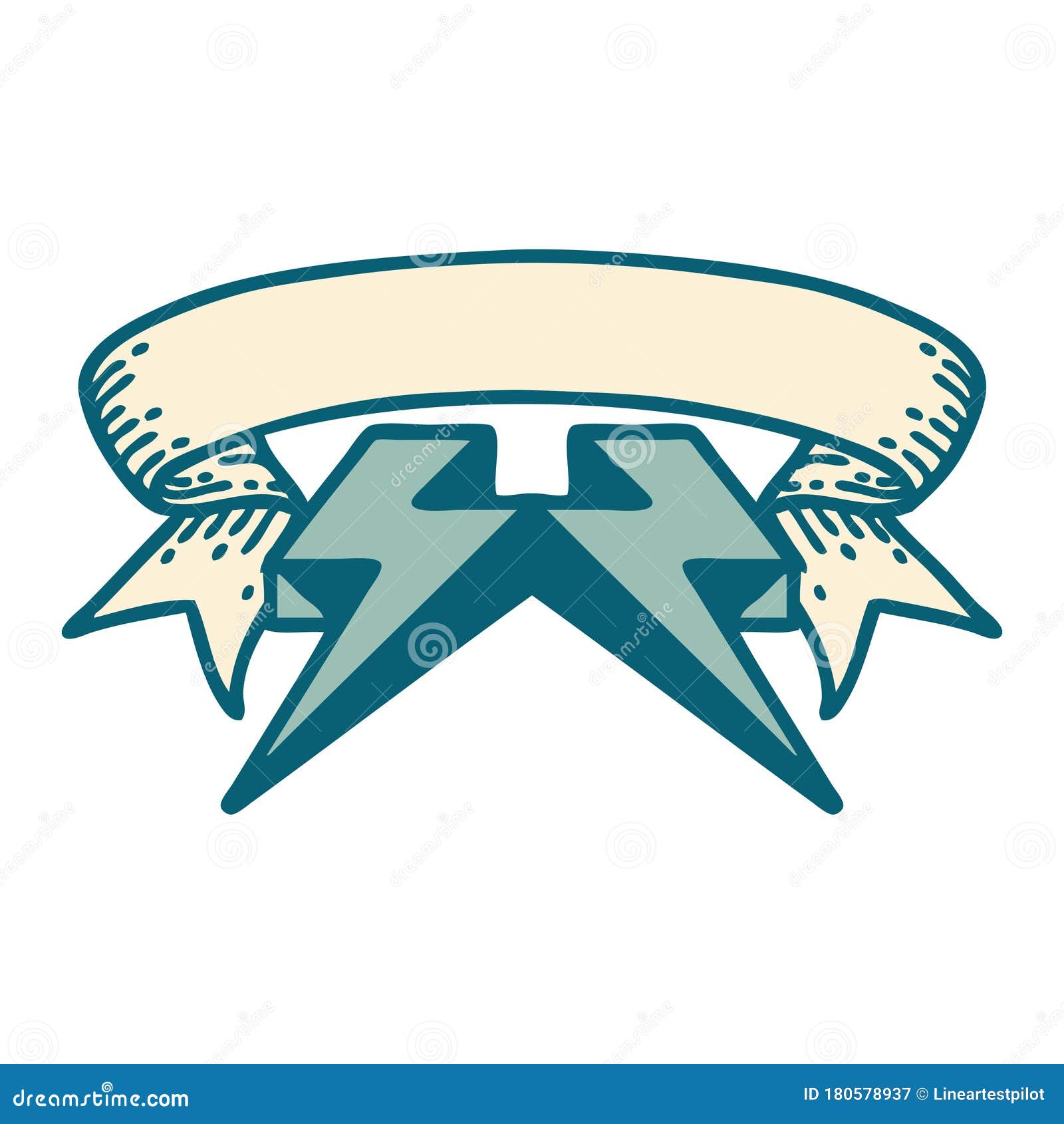 Tattoo with Banner of Lightning Bolt Stock Vector - Illustration of ...