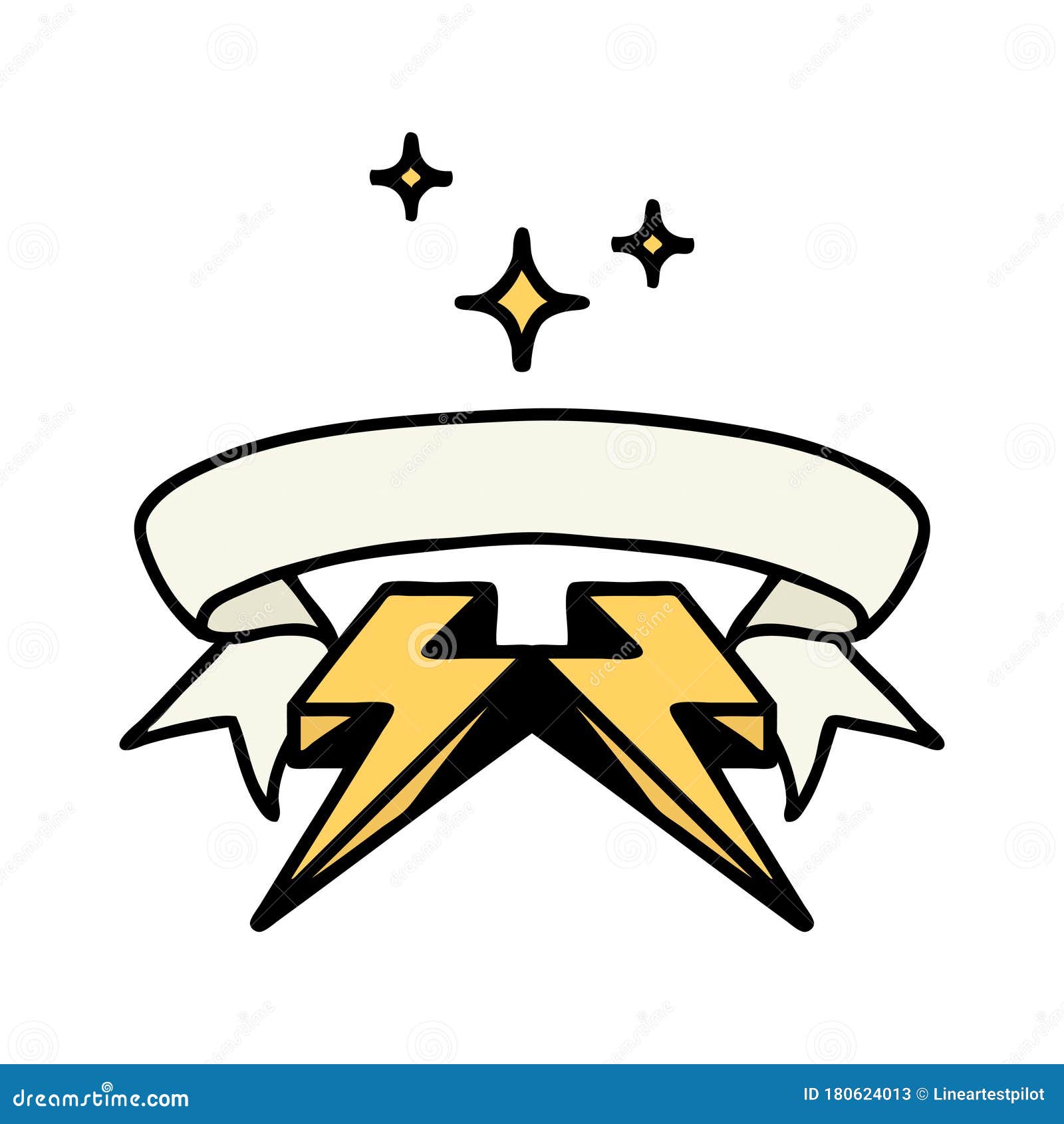 Tattoo with Banner of Lightning Bolt Stock Vector - Illustration of ...