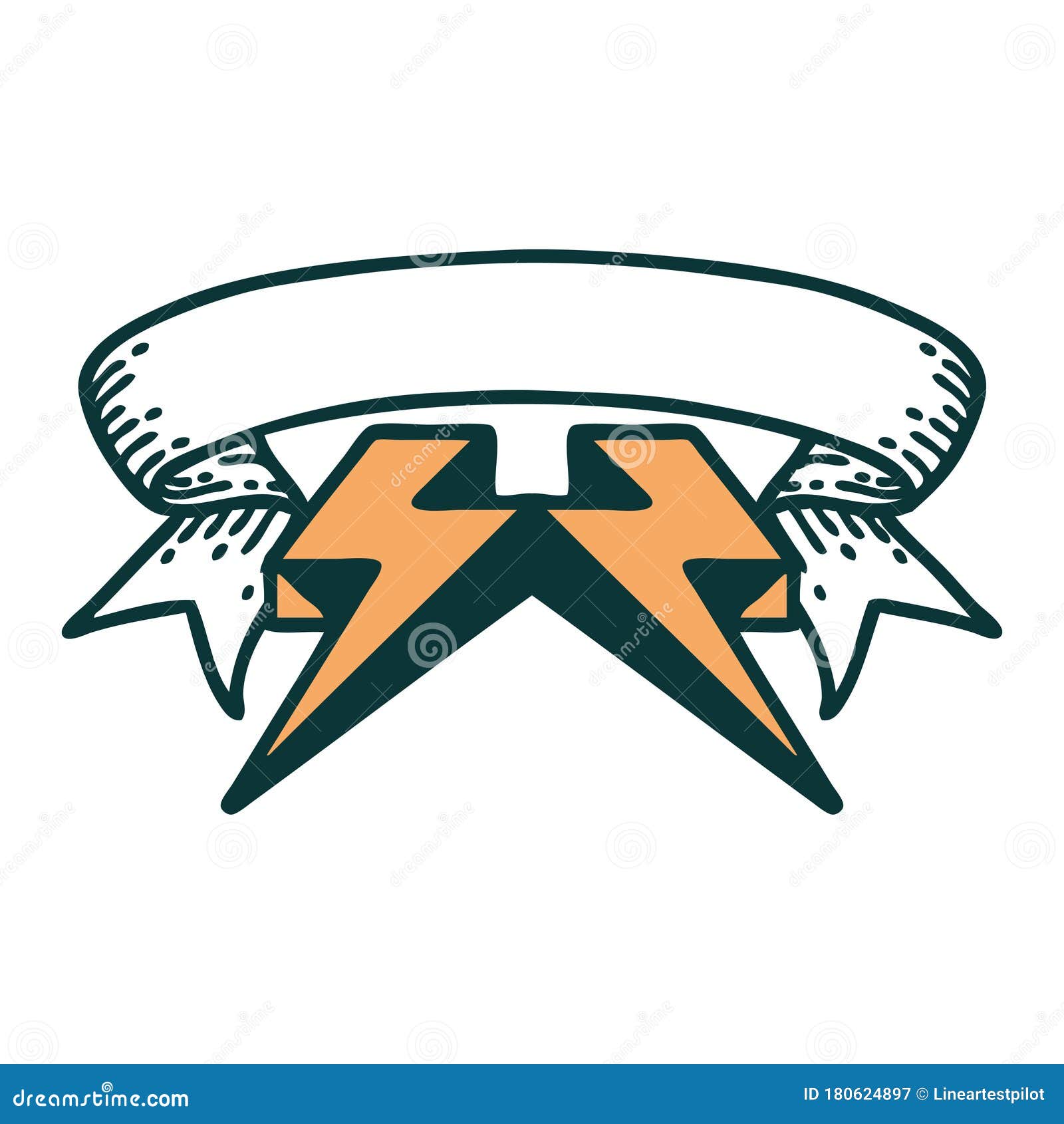 Tattoo with Banner of Lightning Bolt Stock Vector - Illustration of ...