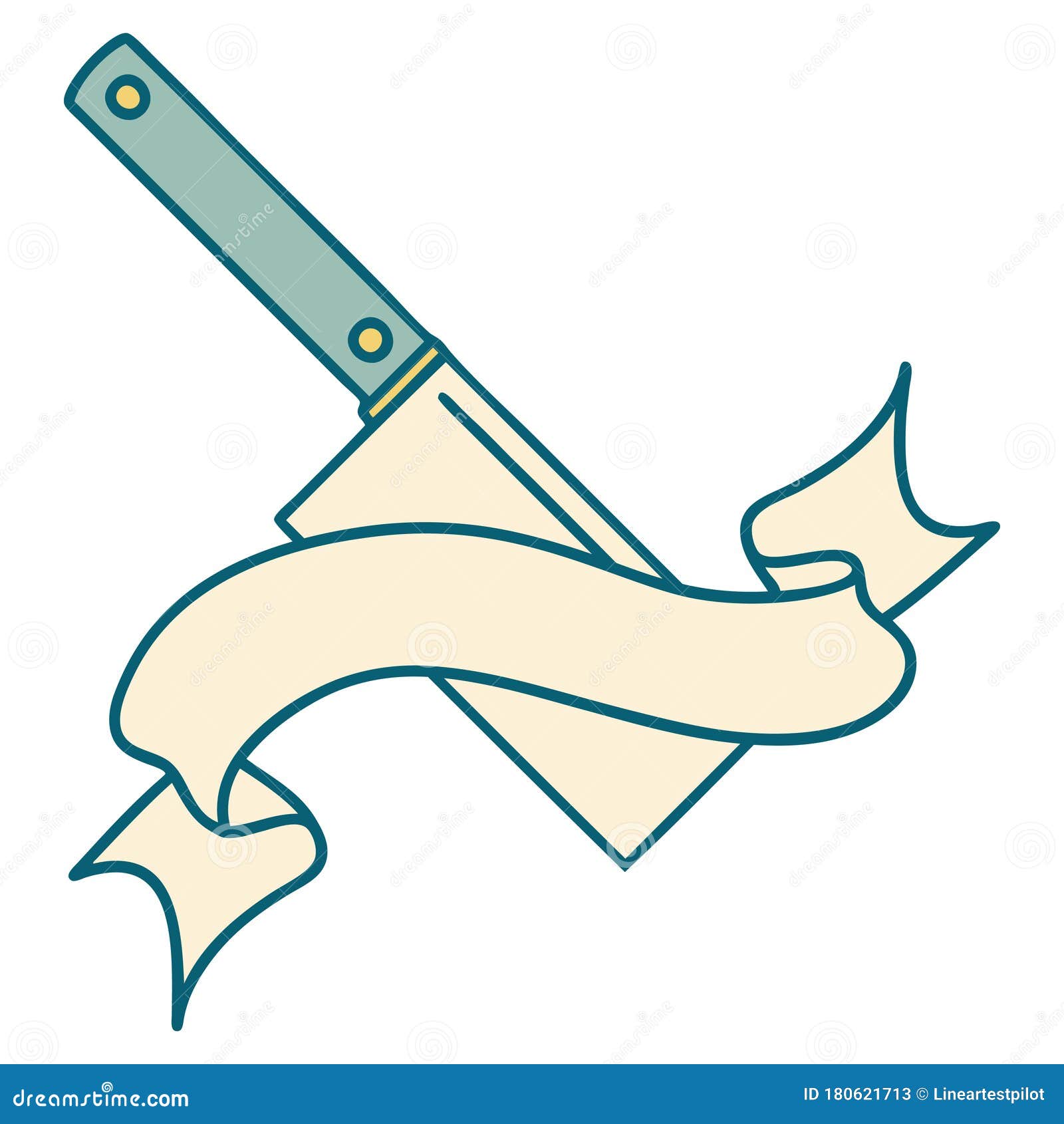 Tattoo with Banner of a Meat Cleaver Stock Vector - Illustration of ...