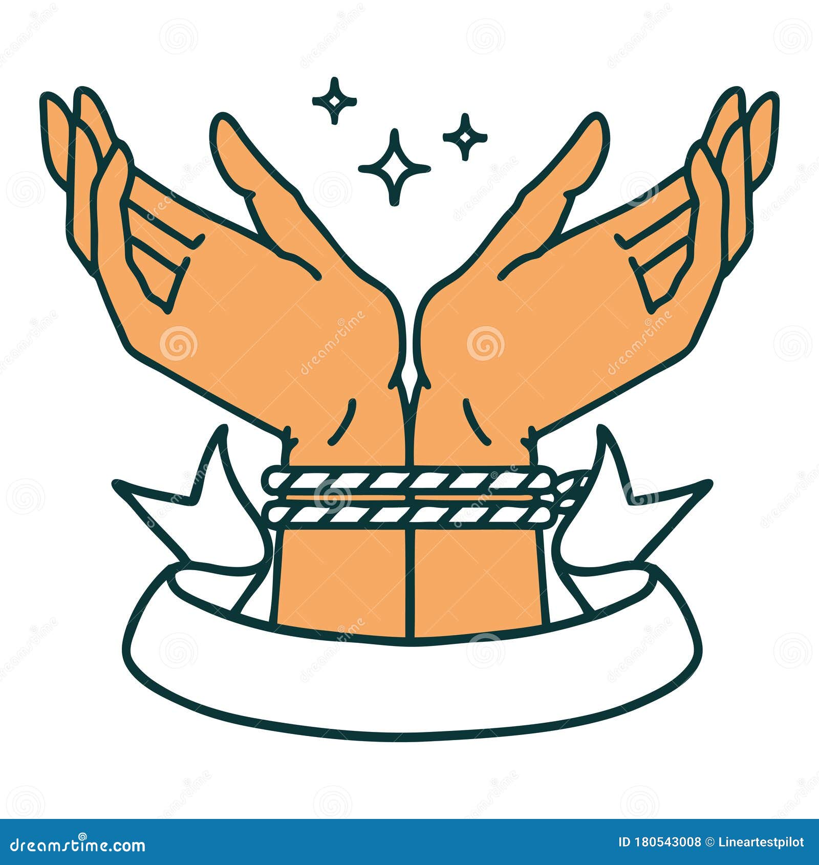 Tattoo with Banner of a Pair of Tied Hands Stock Vector - Illustration ...