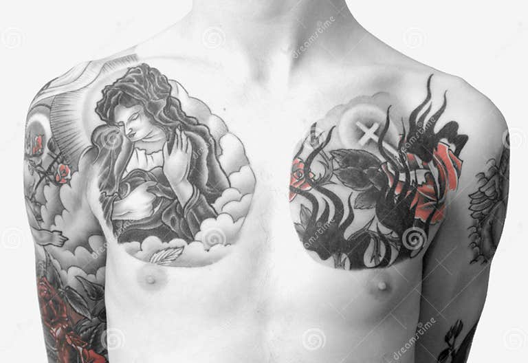 Tattoo Chest stock image. Image of hand, gorgeous, beautiful - 4738223