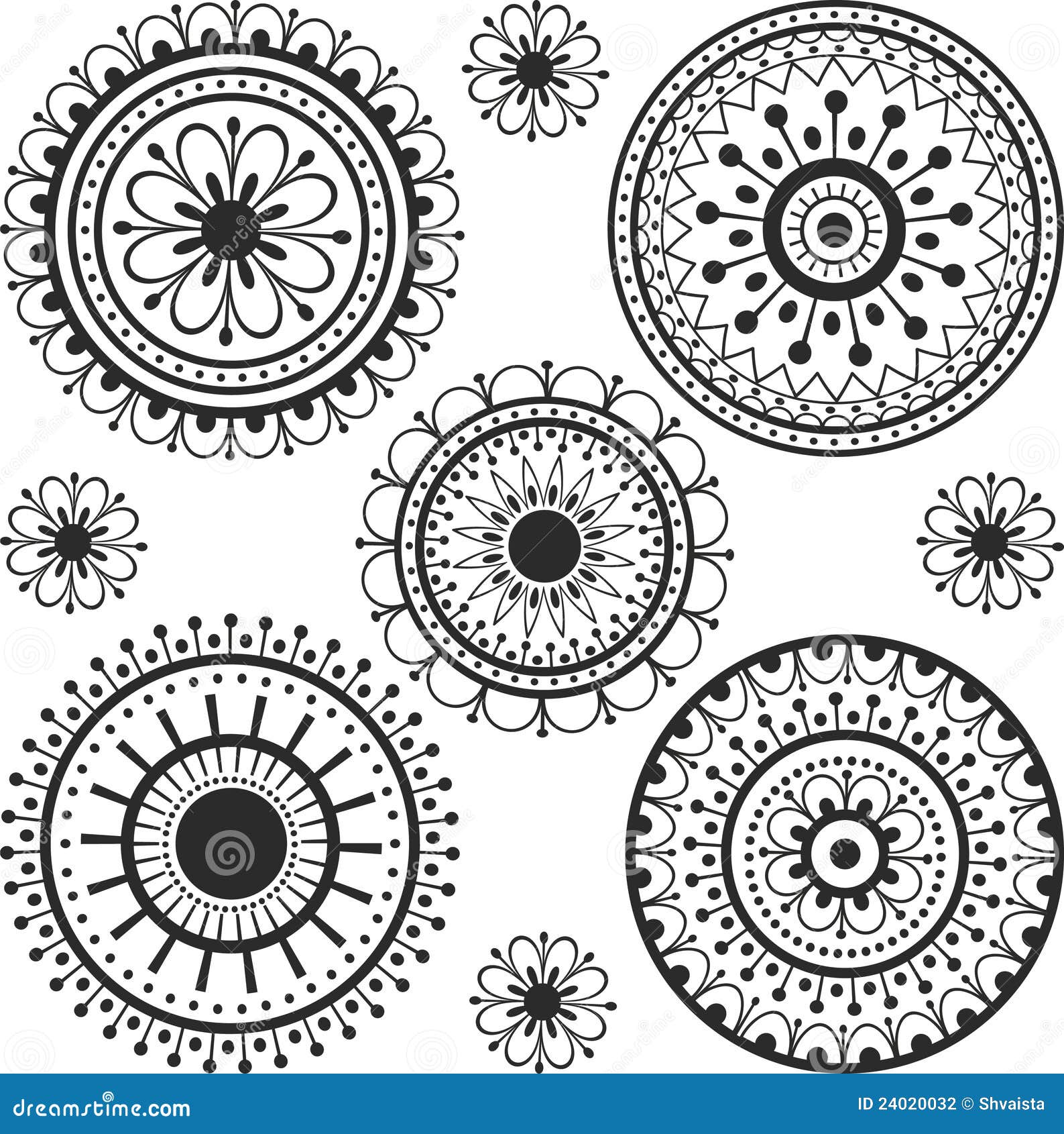 Tattoo in a circle stock vector. Illustration of petal - 24020032