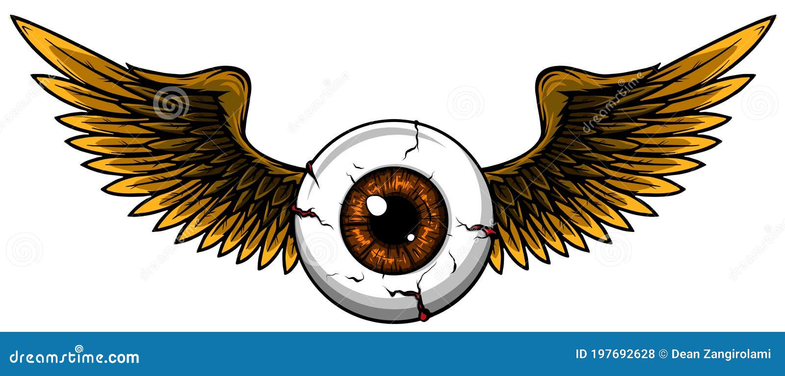 Tattoo Design Of A Flying Eyeball With Wings. Vector Illustration ...
