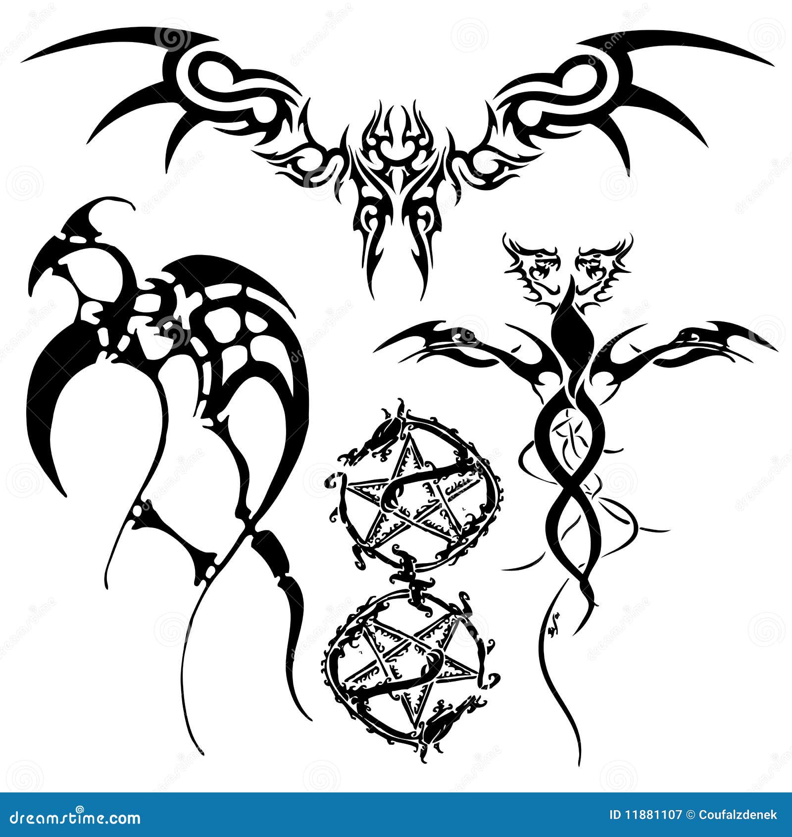Tattoo design set stock illustration. Illustration of magic - 11881107