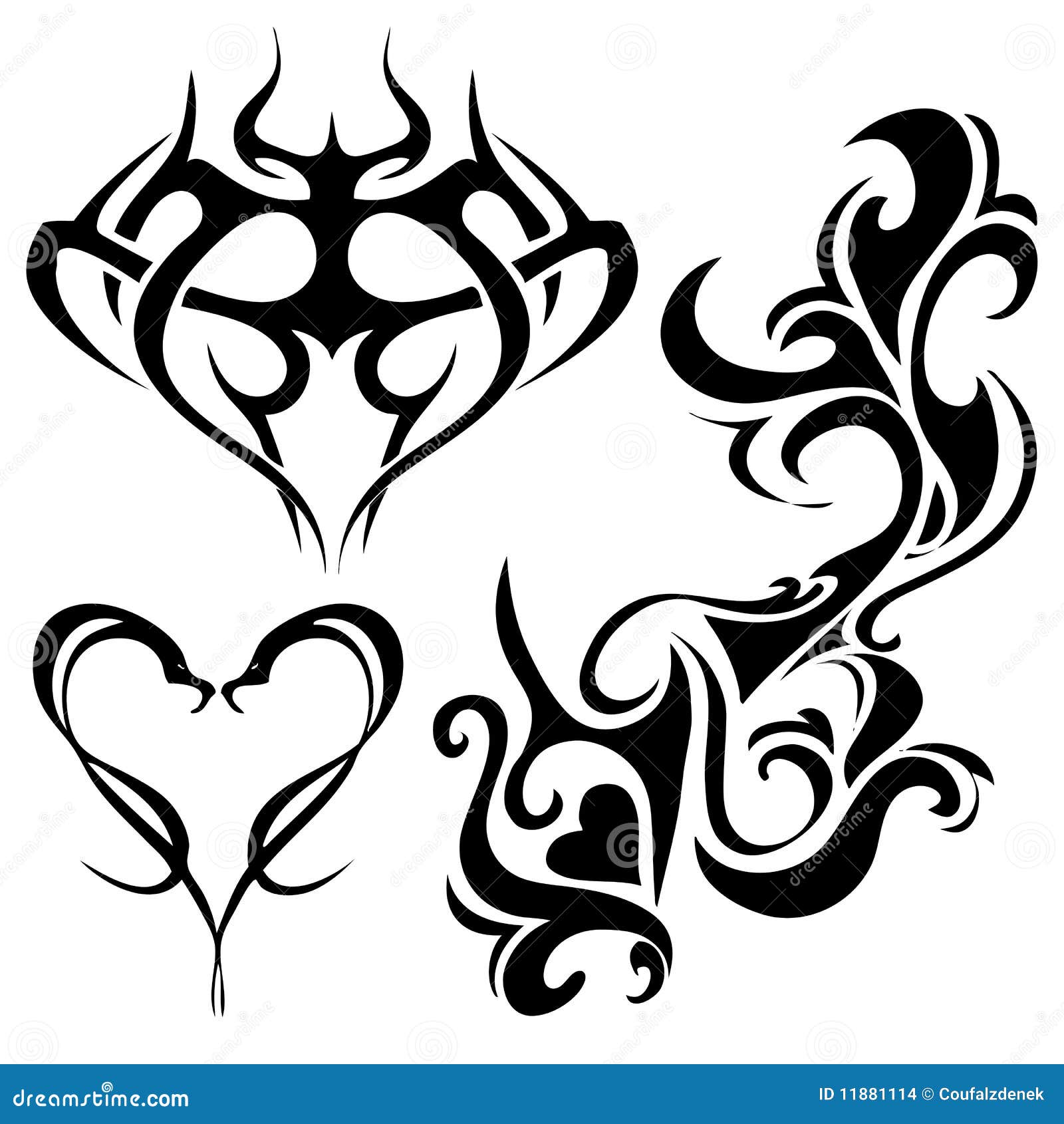 Tattoo design set stock illustration. Illustration of floral - 11881114