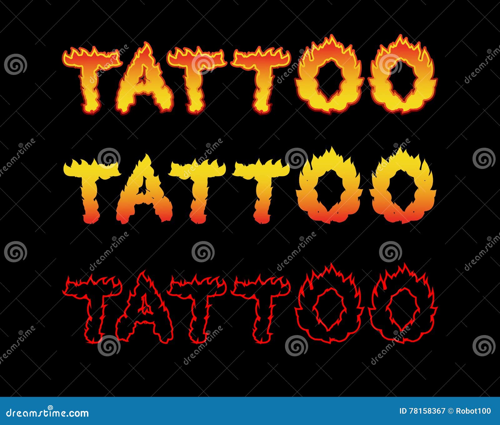 Tattoo Fire Letters. Flame Lettering Stock Vector - Illustration of ...