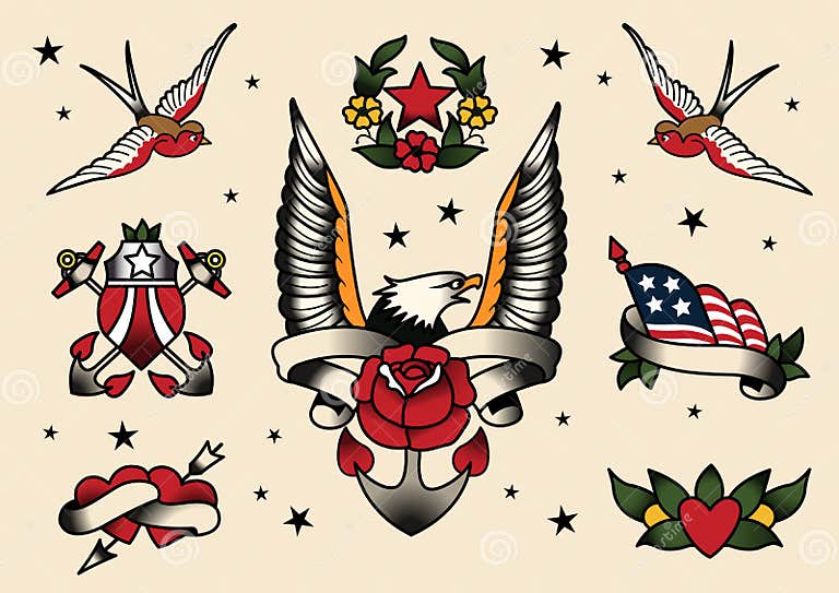 Tattoo Flash stock illustration. Illustration of bird - 47003759