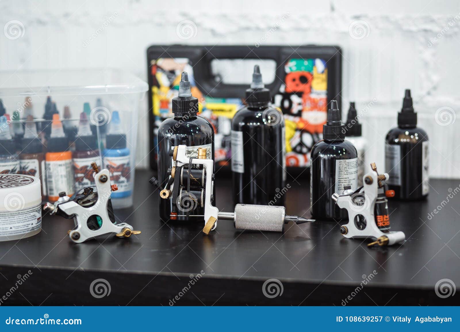 Tattoo Gun and Some Ink for Tattoo. Stock Image - Image of needle ...