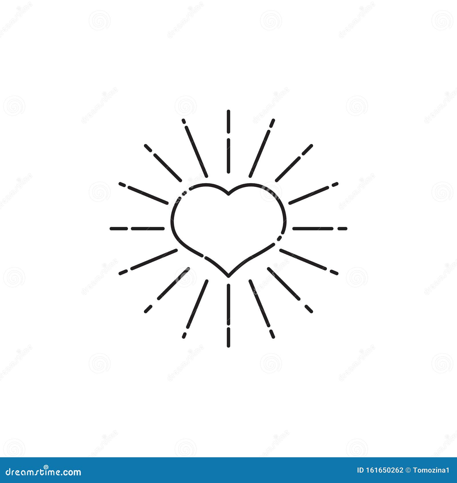 Tattoo heart with rays stock vector. Illustration of beam - 161650262