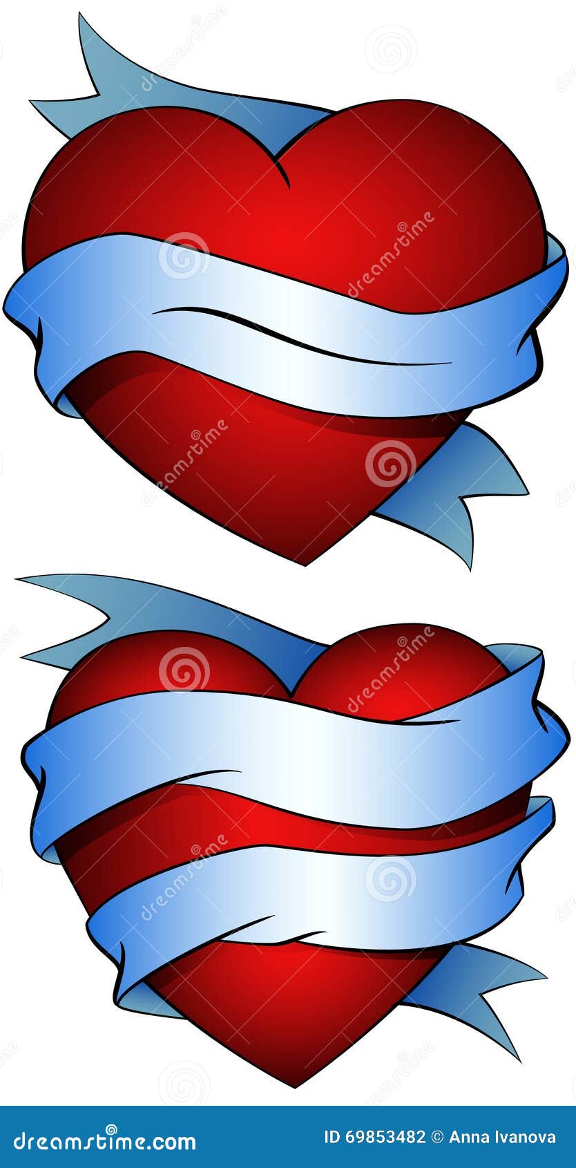 Tattoo hearts with ribbons stock illustration. Illustration of banner ...