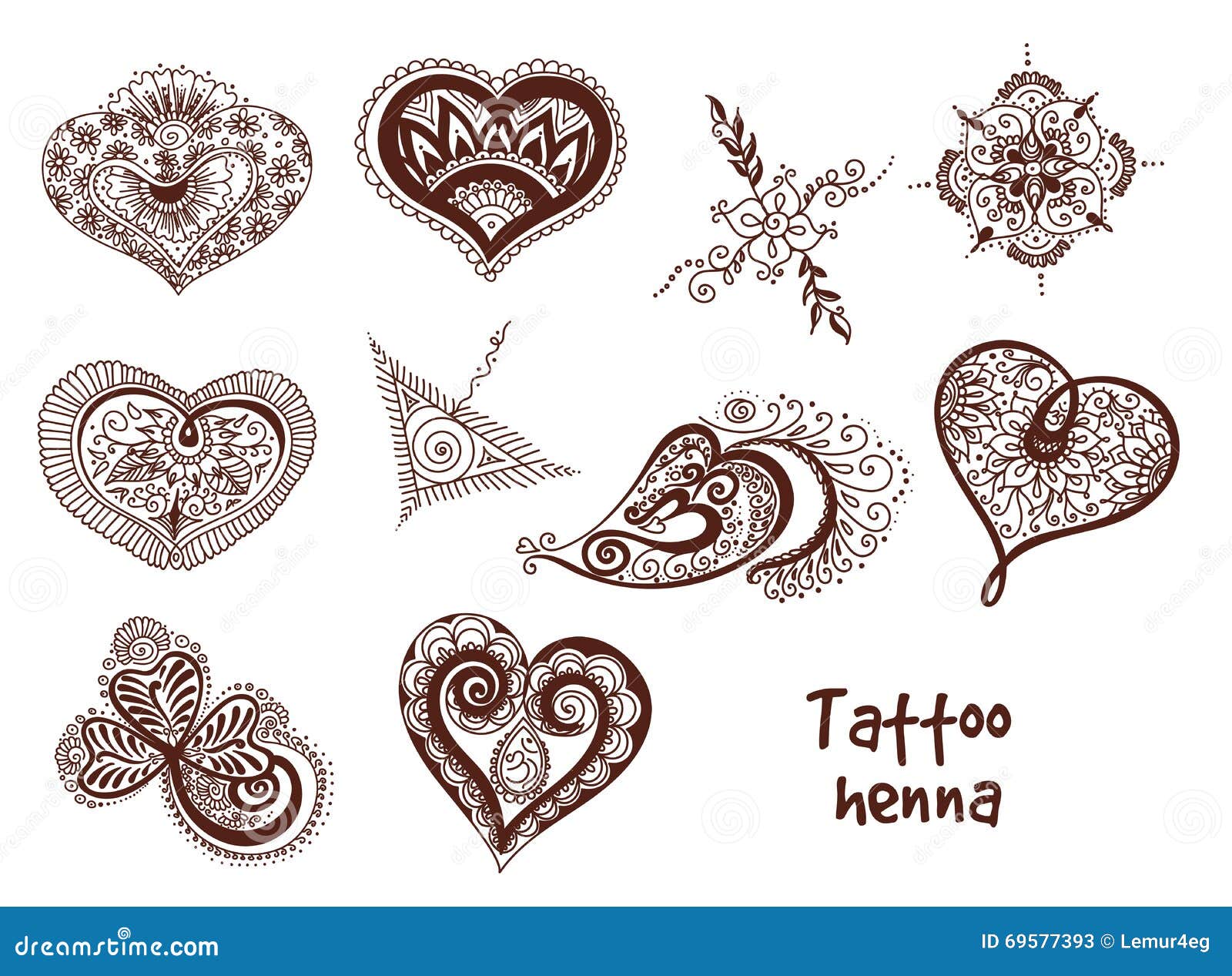 Tattoo henna element set stock vector. Illustration of fashion - 69577393