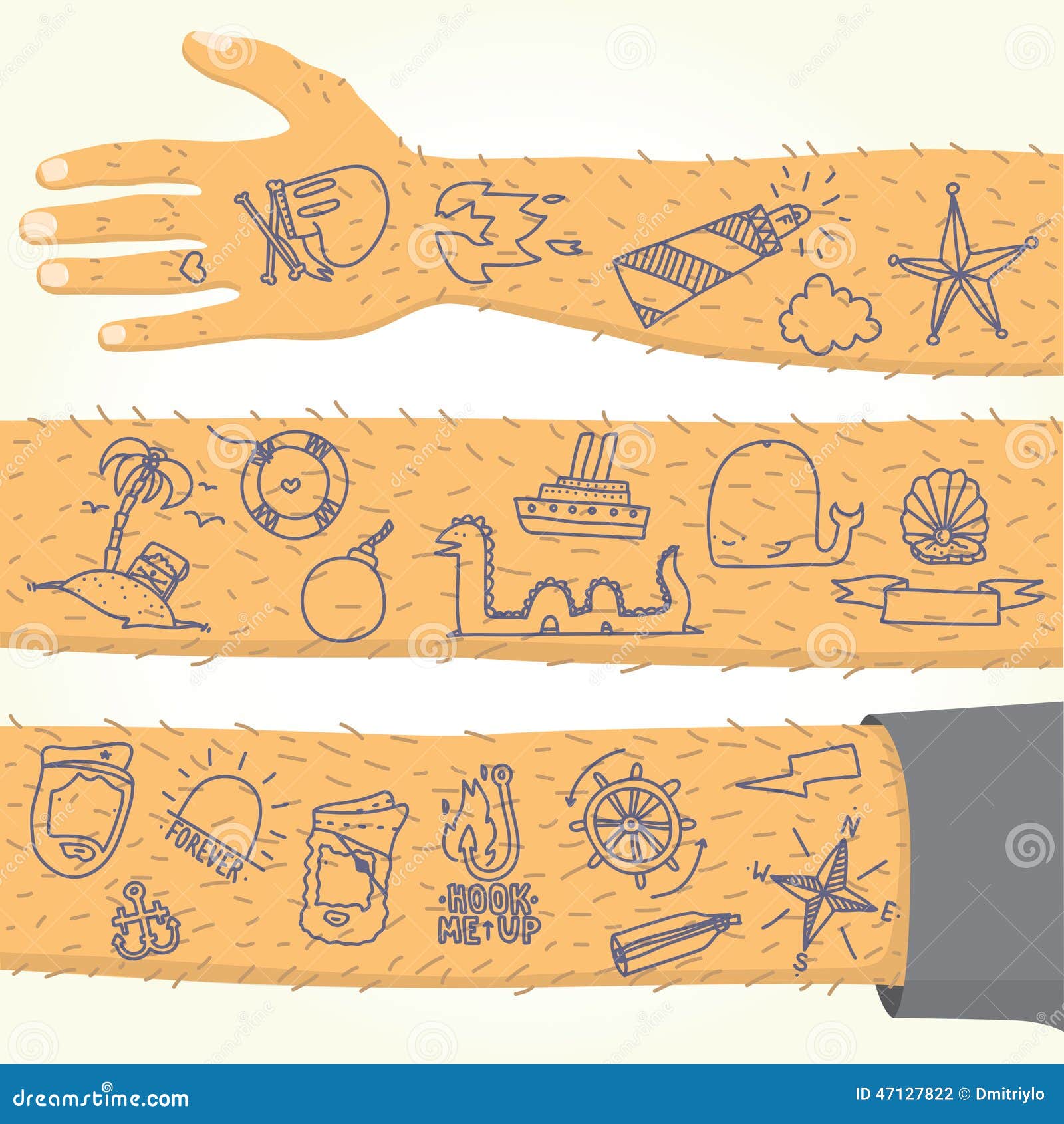 Tattoo on Long Hand Isolated Vector Stock Vector - Illustration of ...