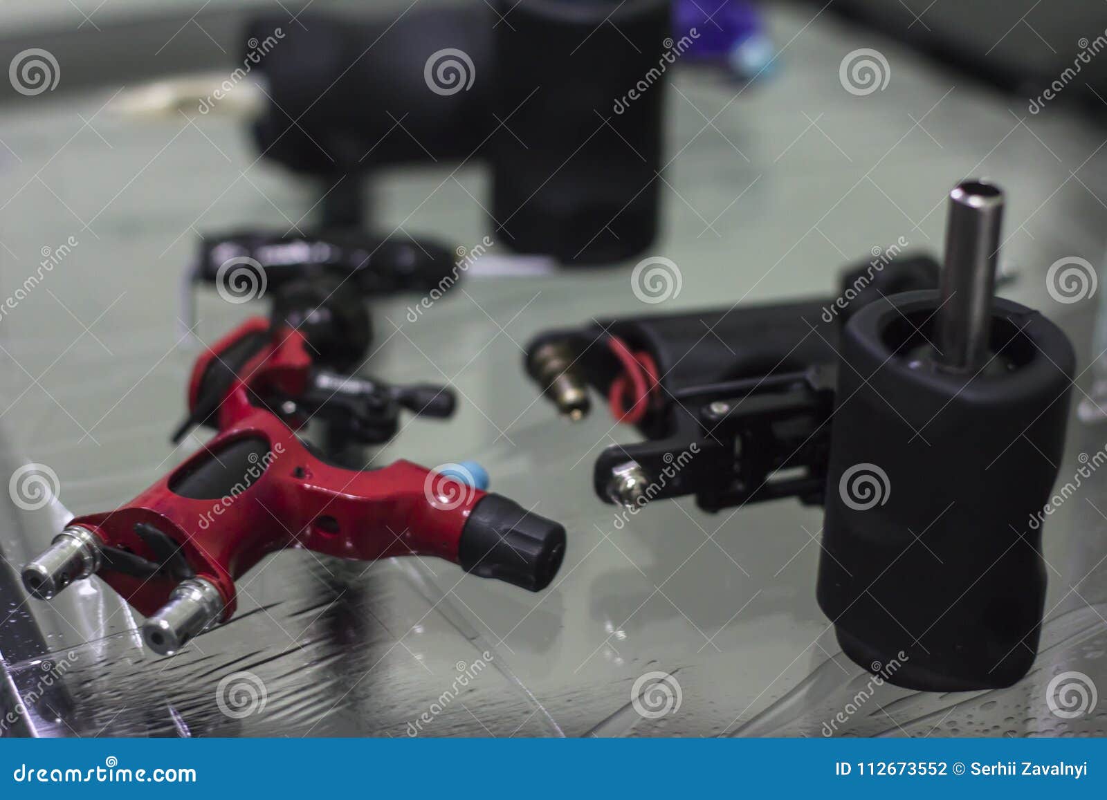 Tattoo Machine is on the Table in a Tattoo Studio Closeup Stock Photo ...