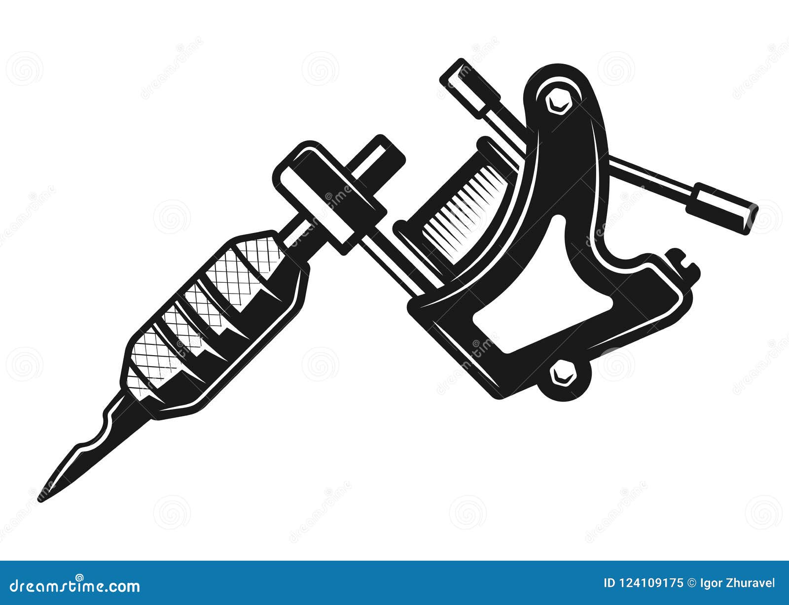 Tattoo Machine Vector Monochrome Illustration Stock Vector ...