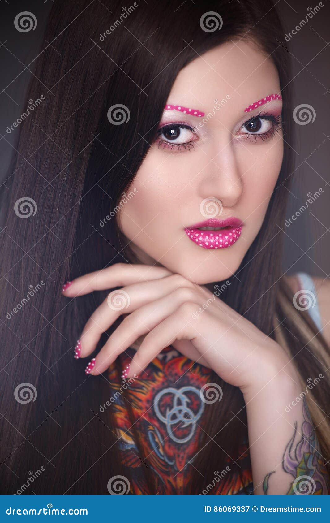 Tattoo Model With Beard On Unshaven Face. Bearded Man With Tattoo On ...