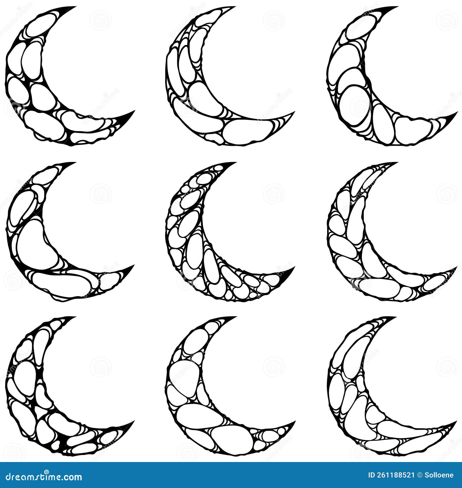Stylized Crescent Moon with Spider Web Stock Vector - Illustration of ...