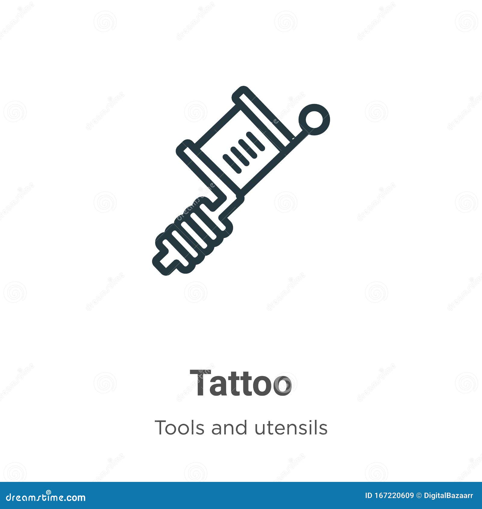 Tattoo Outline Vector Icon. Thin Line Black Tattoo Icon, Flat Vector ...