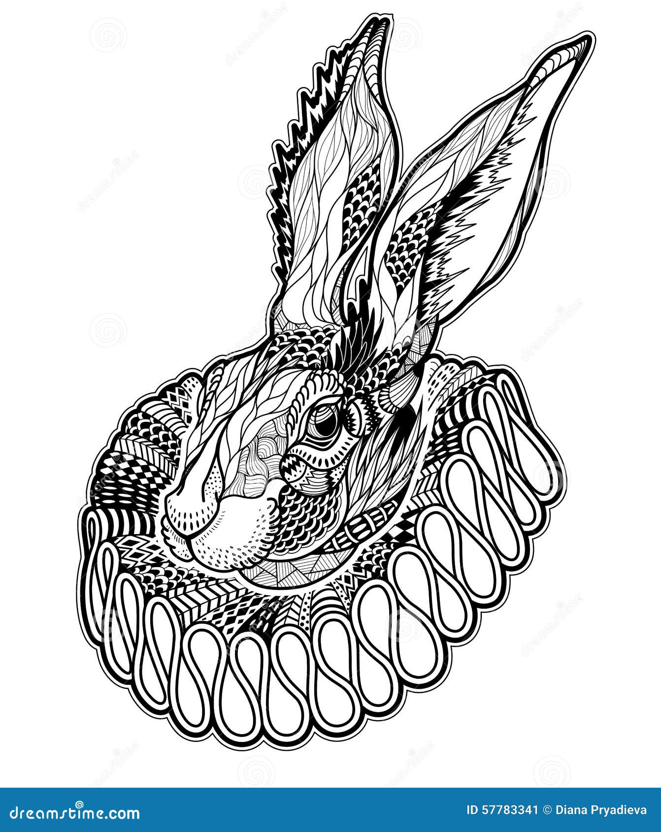 Tattoo with Rabbit in a Jabot. Stock Vector - Illustration of head ...